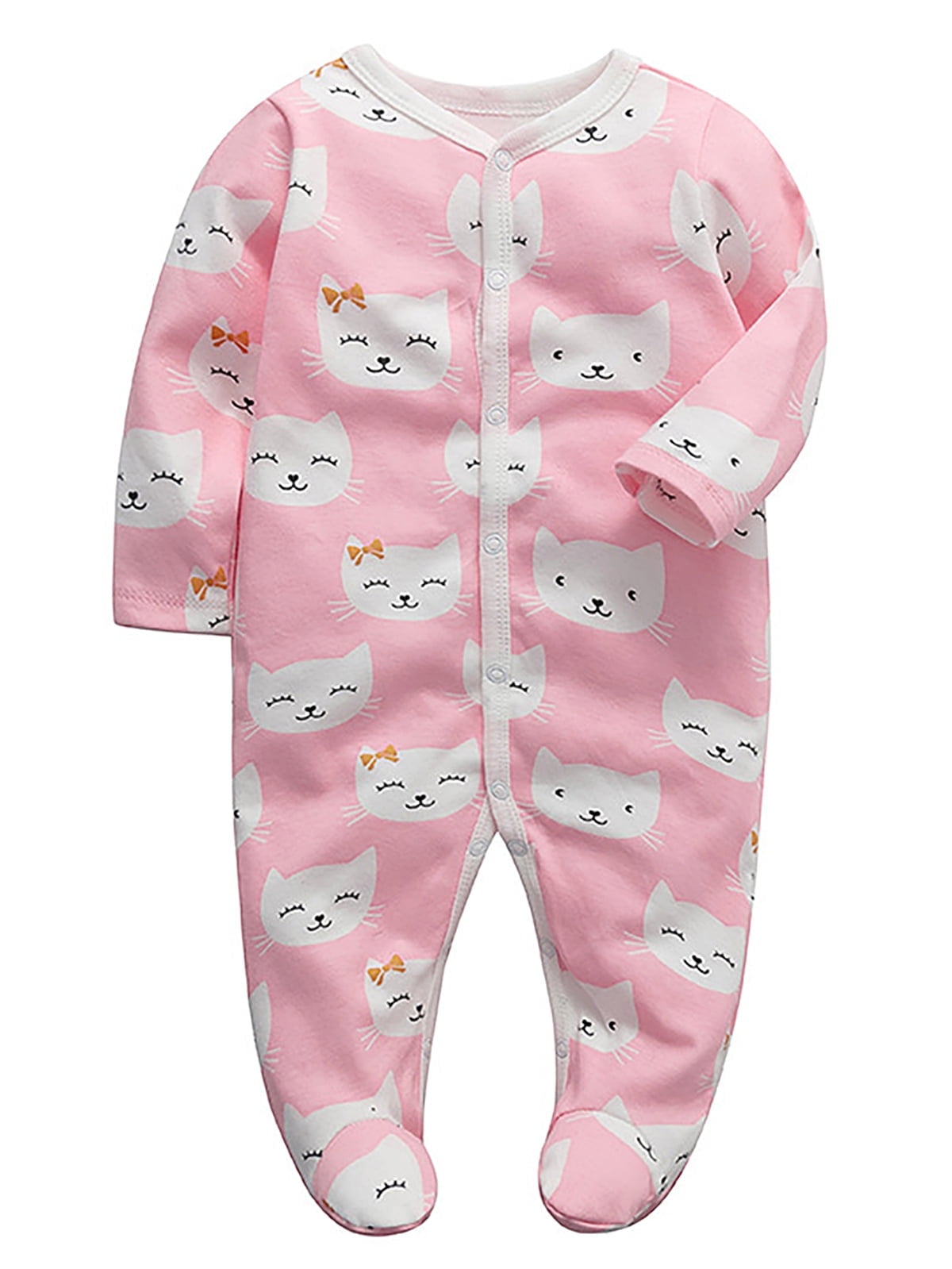 SXIMEE Infant Baby Girls' Sleep and Play Footed Pajamas One-Piece Sleeper Button Romper Jumpsuit ...