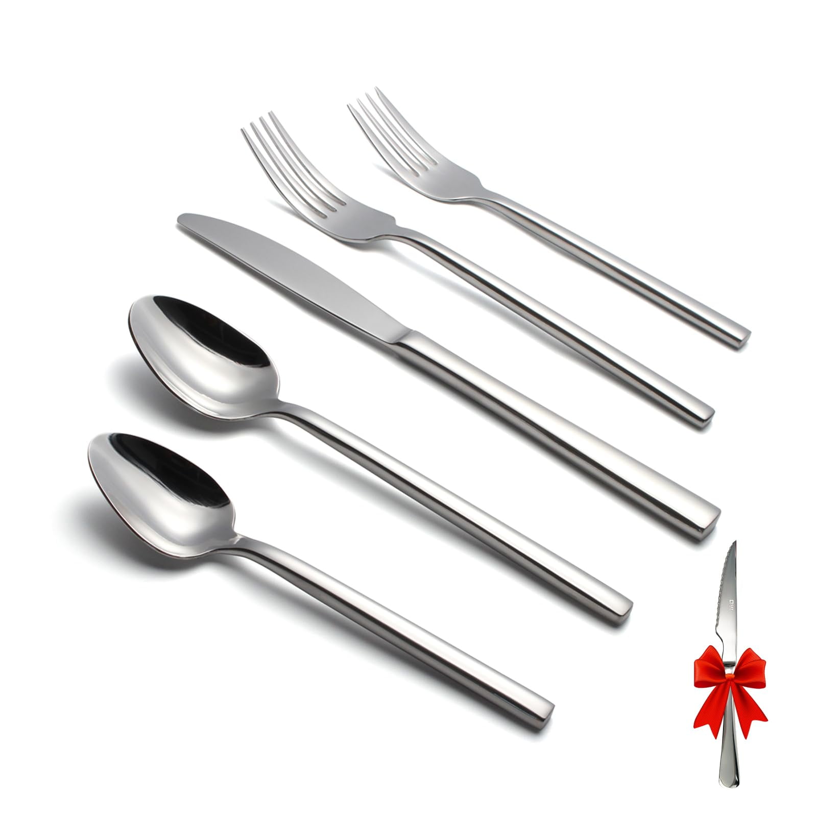 SXY INOX Silverware Set for 4,20 Pieces Forged Steel Flatware Set Cutlery Set,Heavy Duty and ...