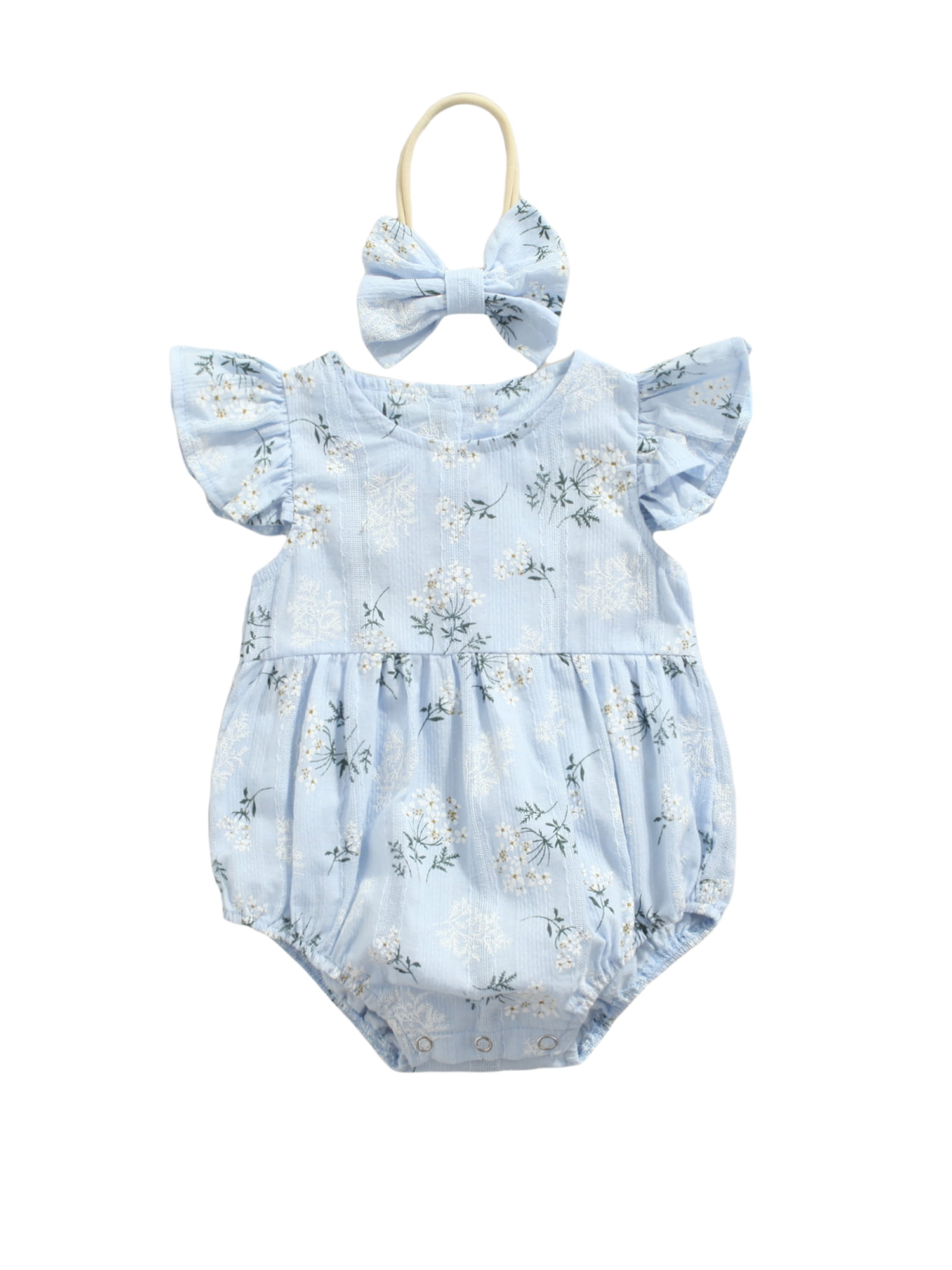 SXYPAYXS Baby Girl Floral Romper Sleeveless Ruffle Cotton Bodysuit with ...
