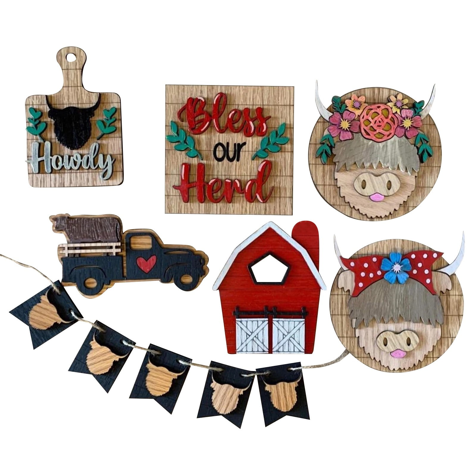 SXcggal 1 Set Of Layered Pallet Decoration Cake Cow Cattle Tray ...