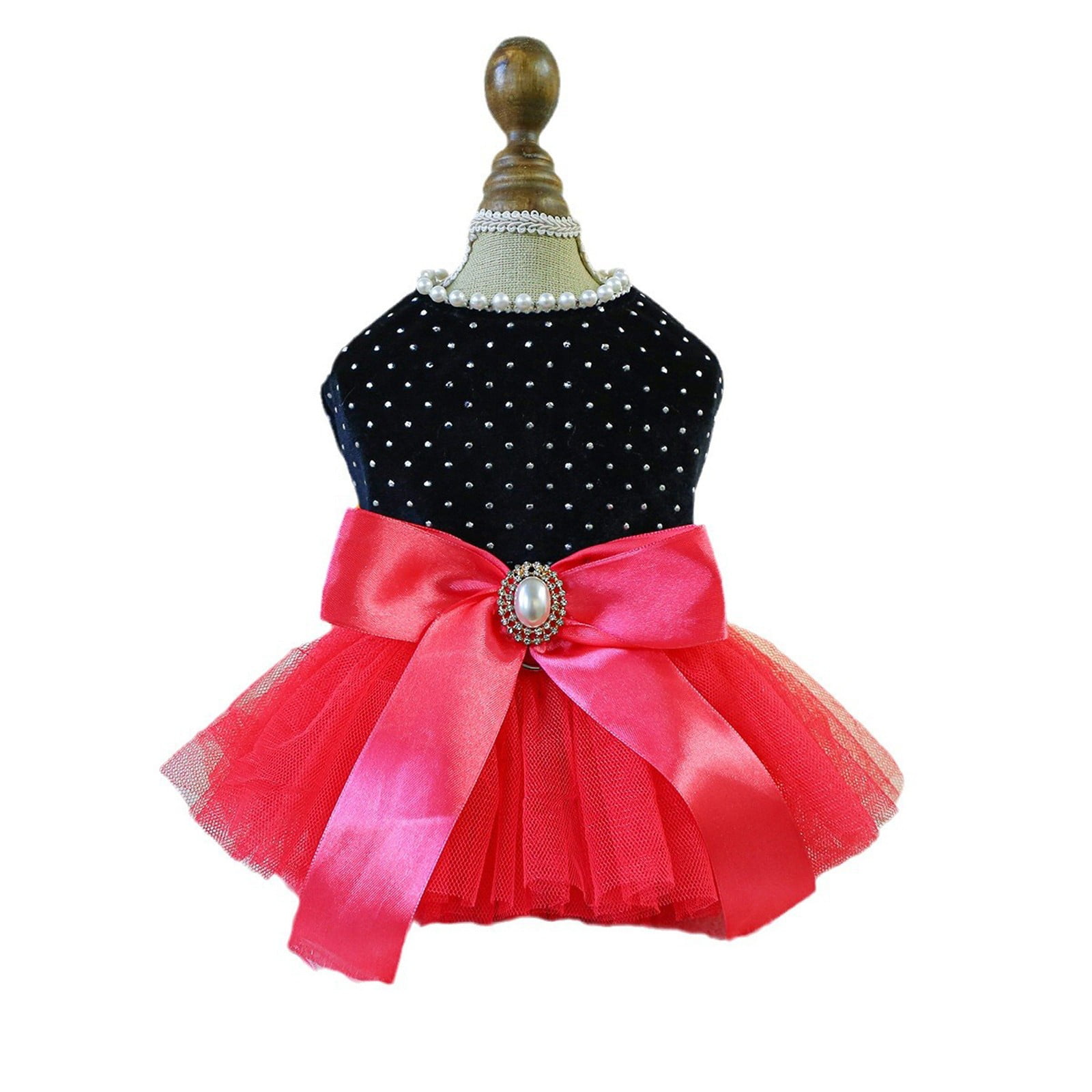 SXcggal Black Polka Dot Dog Dress With D Ring Puppy Wedding Attire For ...