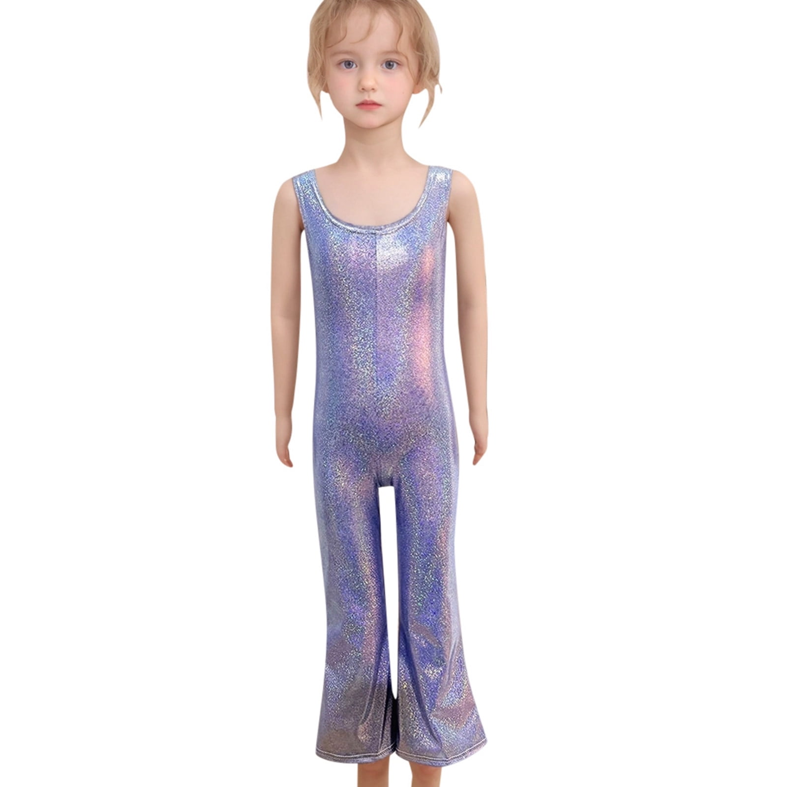 SXcggal Boys' And Girls' s Sequin Tight Stretch Jumpsuit Sleeveless ...