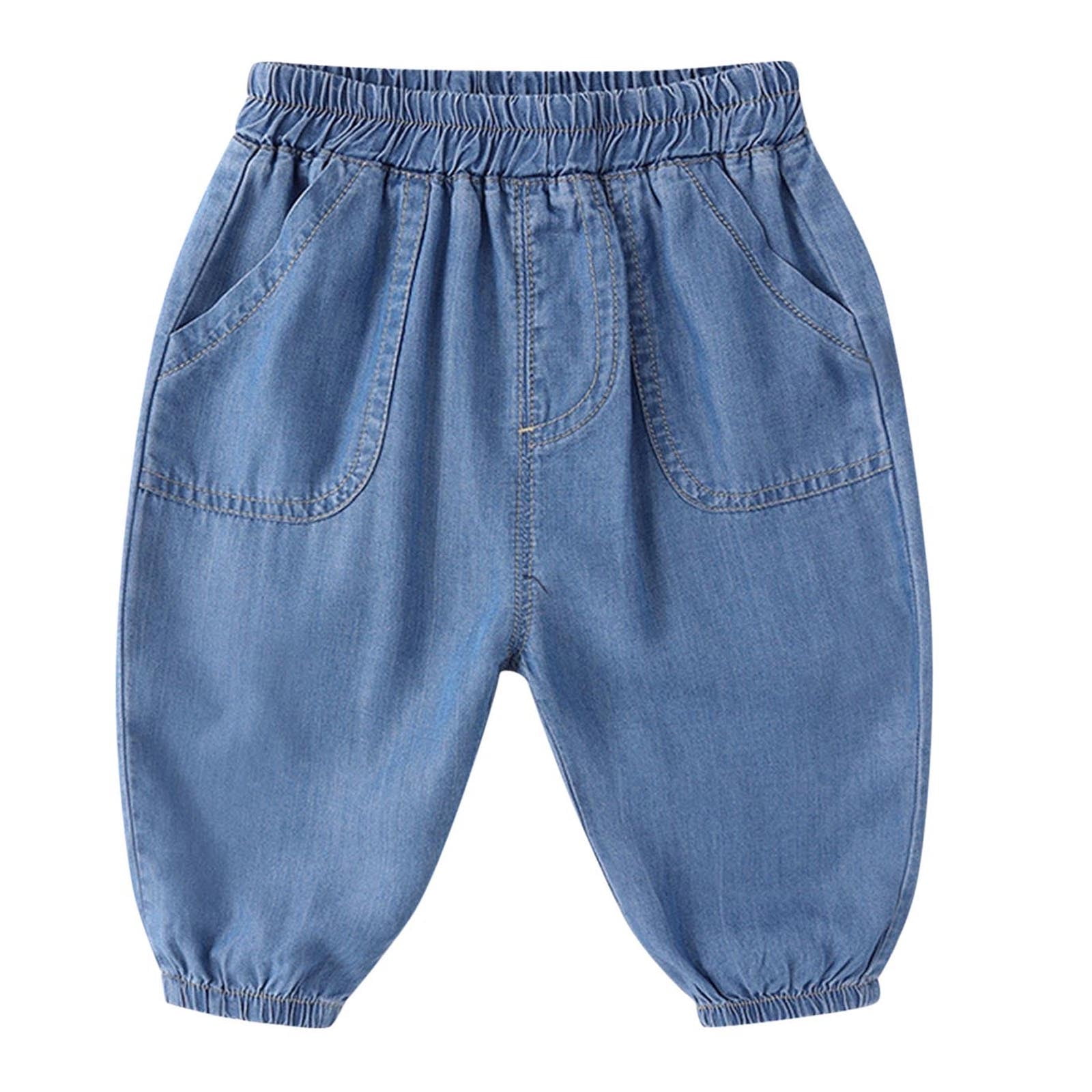 SXcggal Children Toddler Kids Baby Boys Girls Solid Color Jeans Pants ...