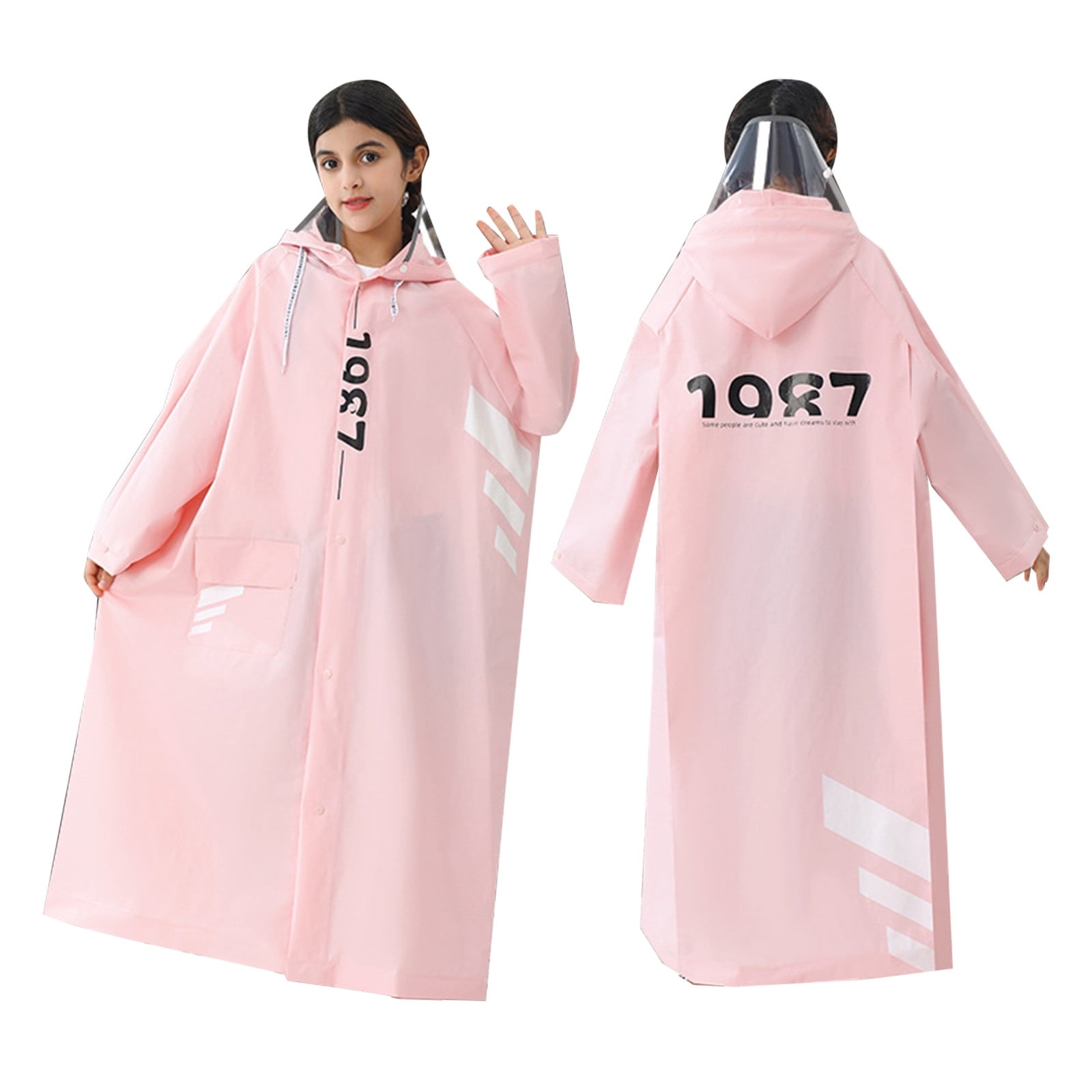 SXcggal Children's Raincoat Hidden Backpack Riding Rain Suit Long Large Children's School Poncho ...