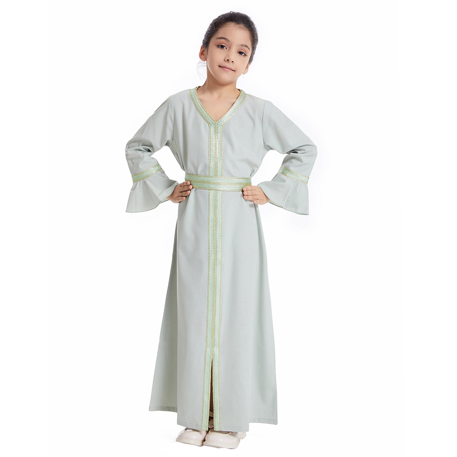 SXcggal Kids Girls Long Sleeve Kaftan Maxi Prayer Clothes Dresses Abaya ...