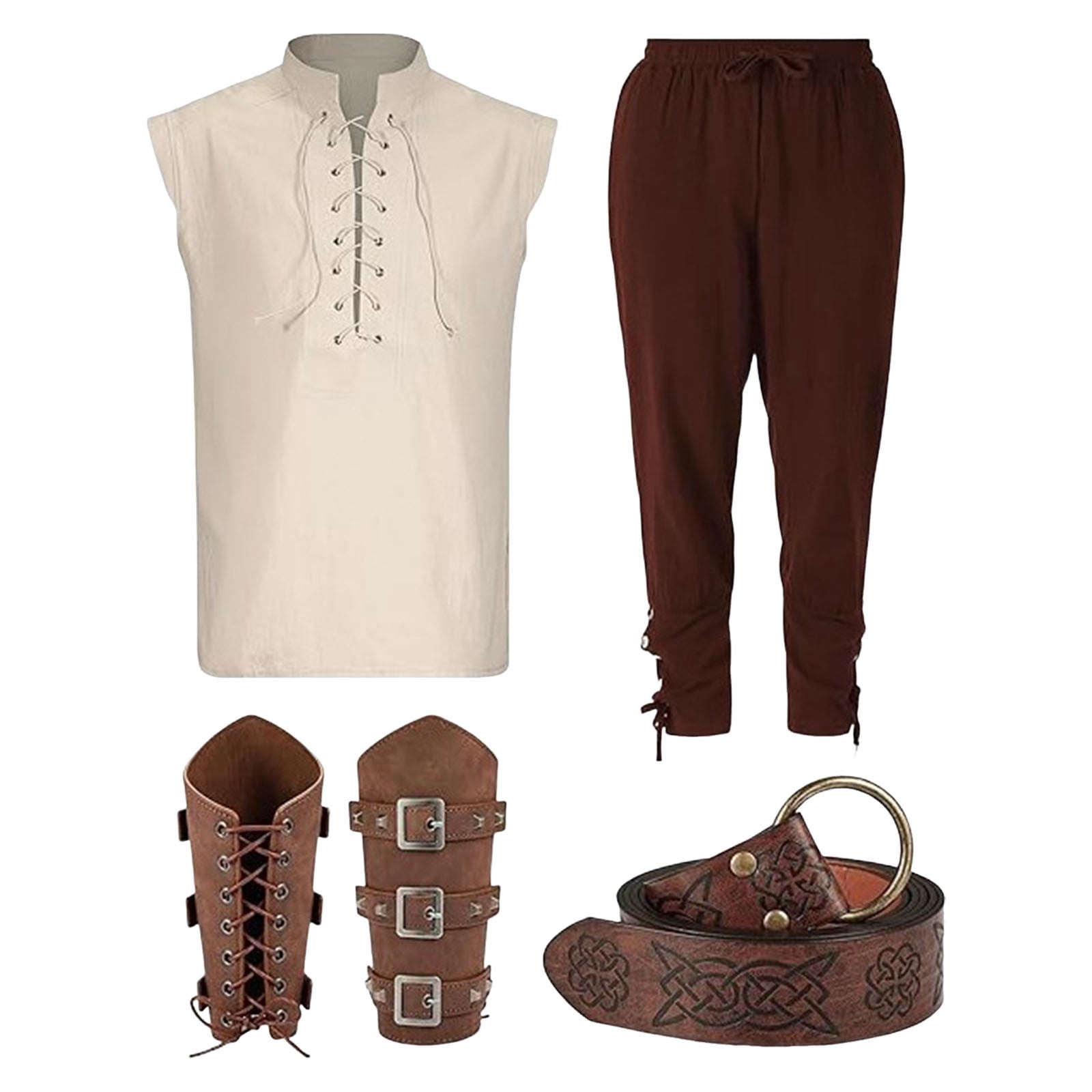 SXcggal Men's Clothes Set Shirt Ankle Strap Pants Set Includes Top ...