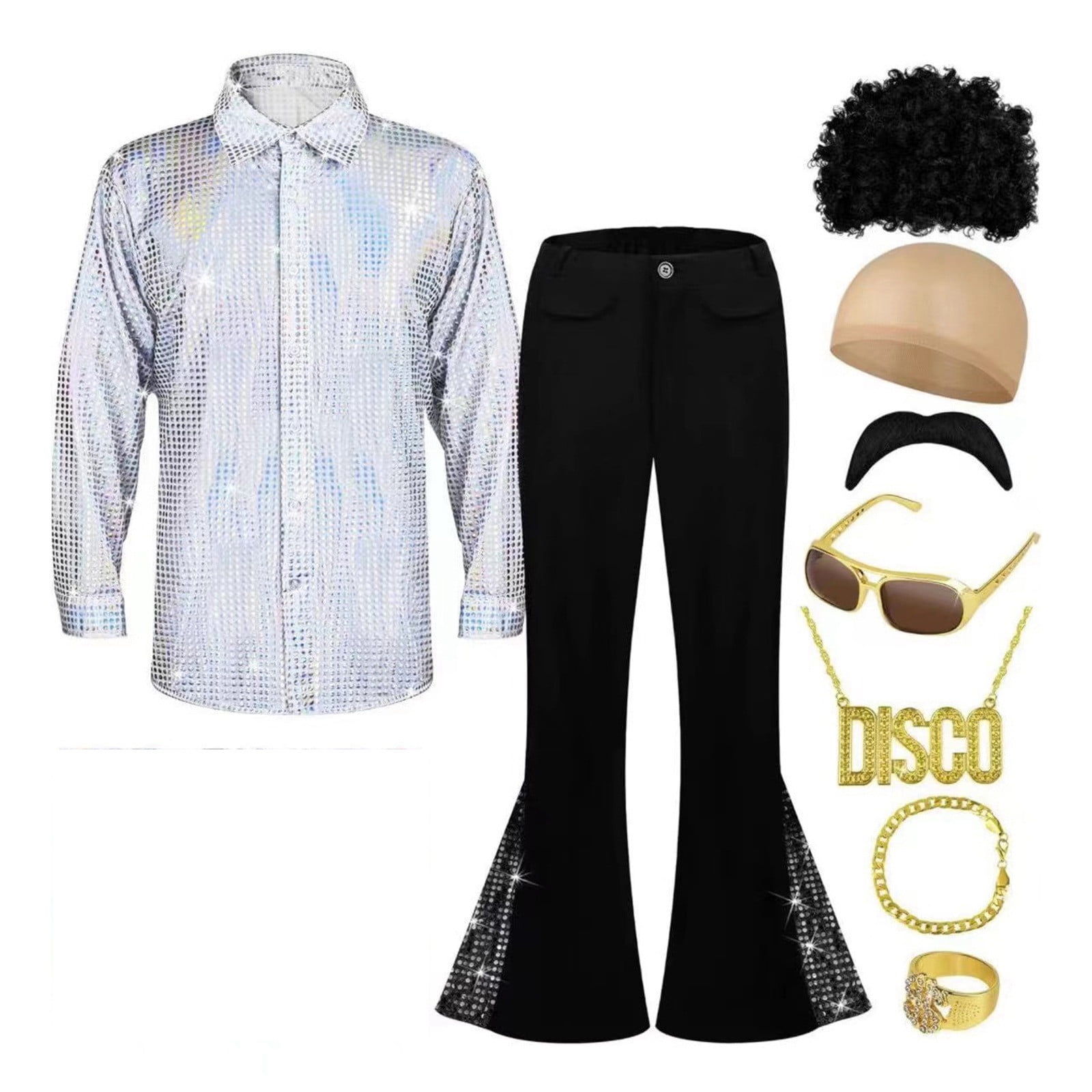 SXcggal Men's Disco Clothes & Women's 70's Disco Mamma Outfit Novelty ...