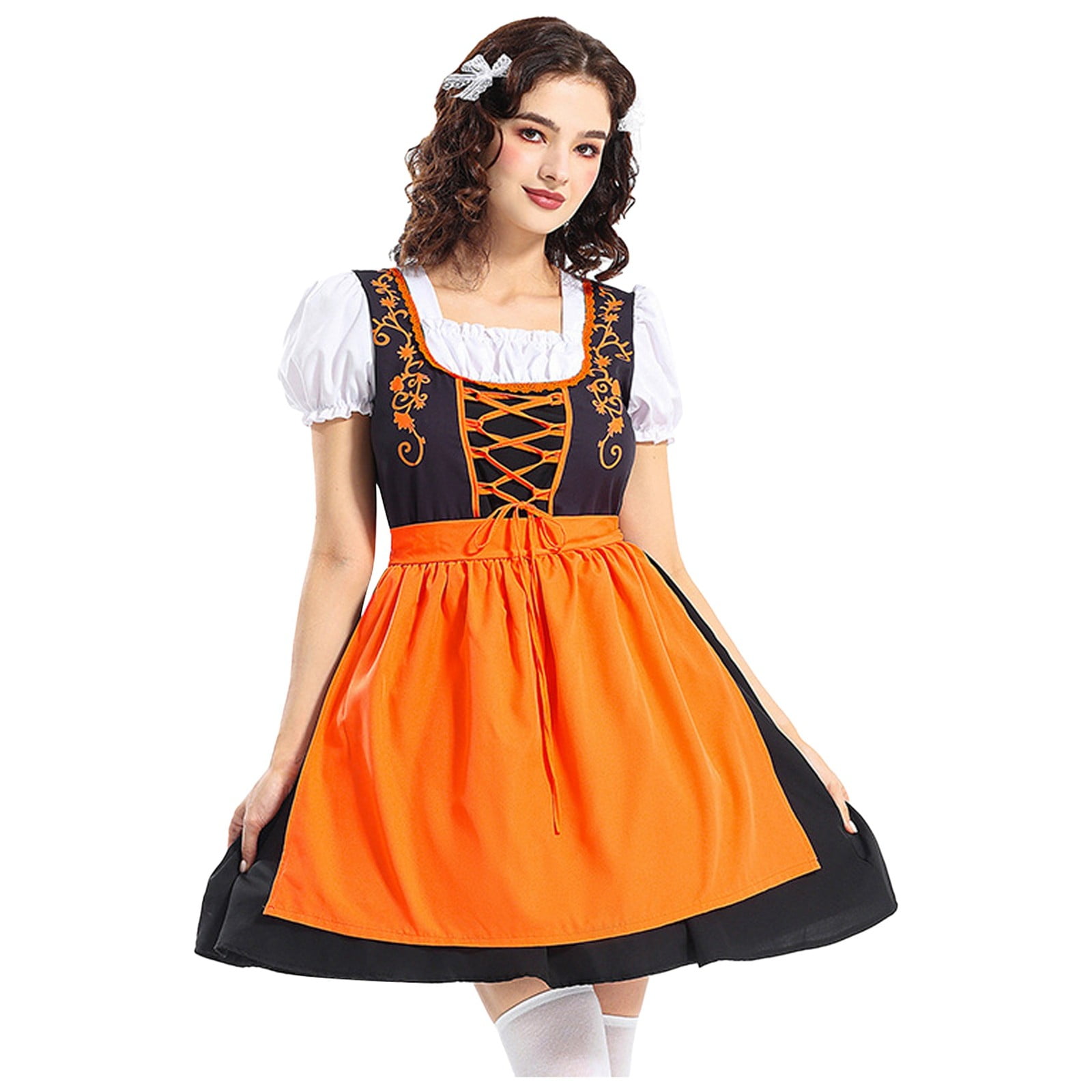 SXcggal Oktoberfest Dirndl Dress Traditional Bavarian Clothes For Women ...