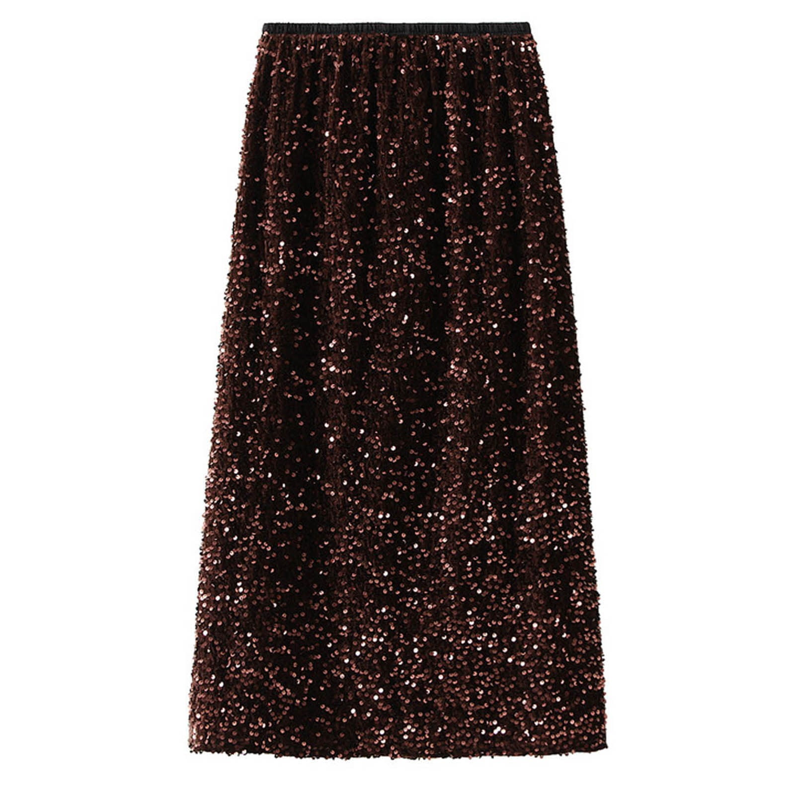 SXcggal Sequined Skirt Slit Straight Long Skirt Hugging Skirt ...