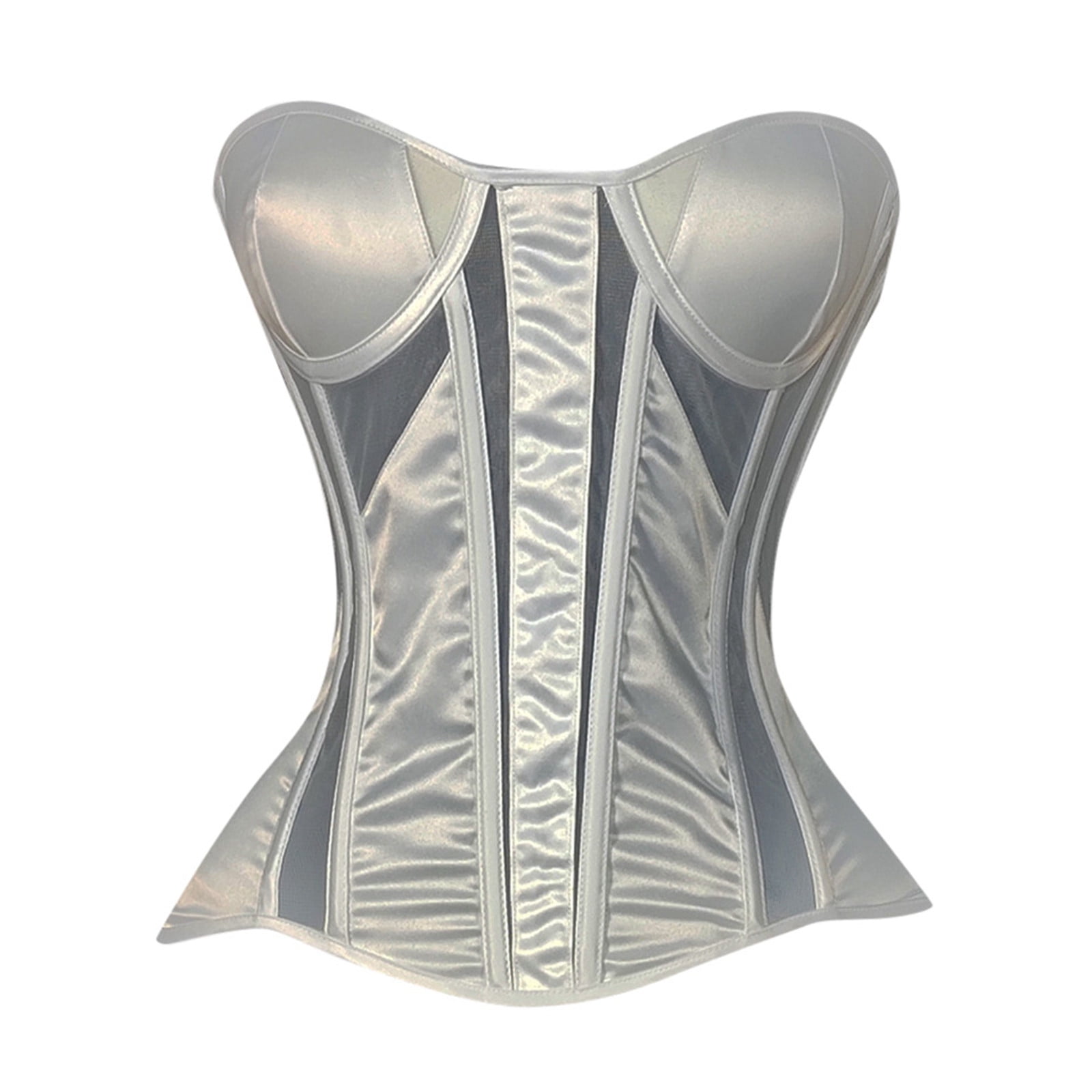 MQLKF Steel Mesh Corset Wedding Dress Base See Through Back Tie Corset ...