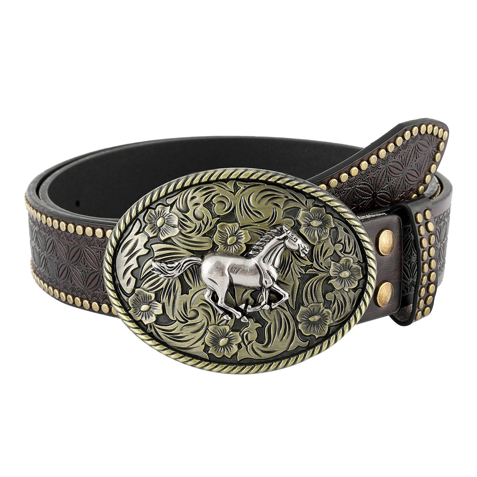 SXcggal Western Cowboy Belt Bull Head Big Buckle Trend Retro Youth ...