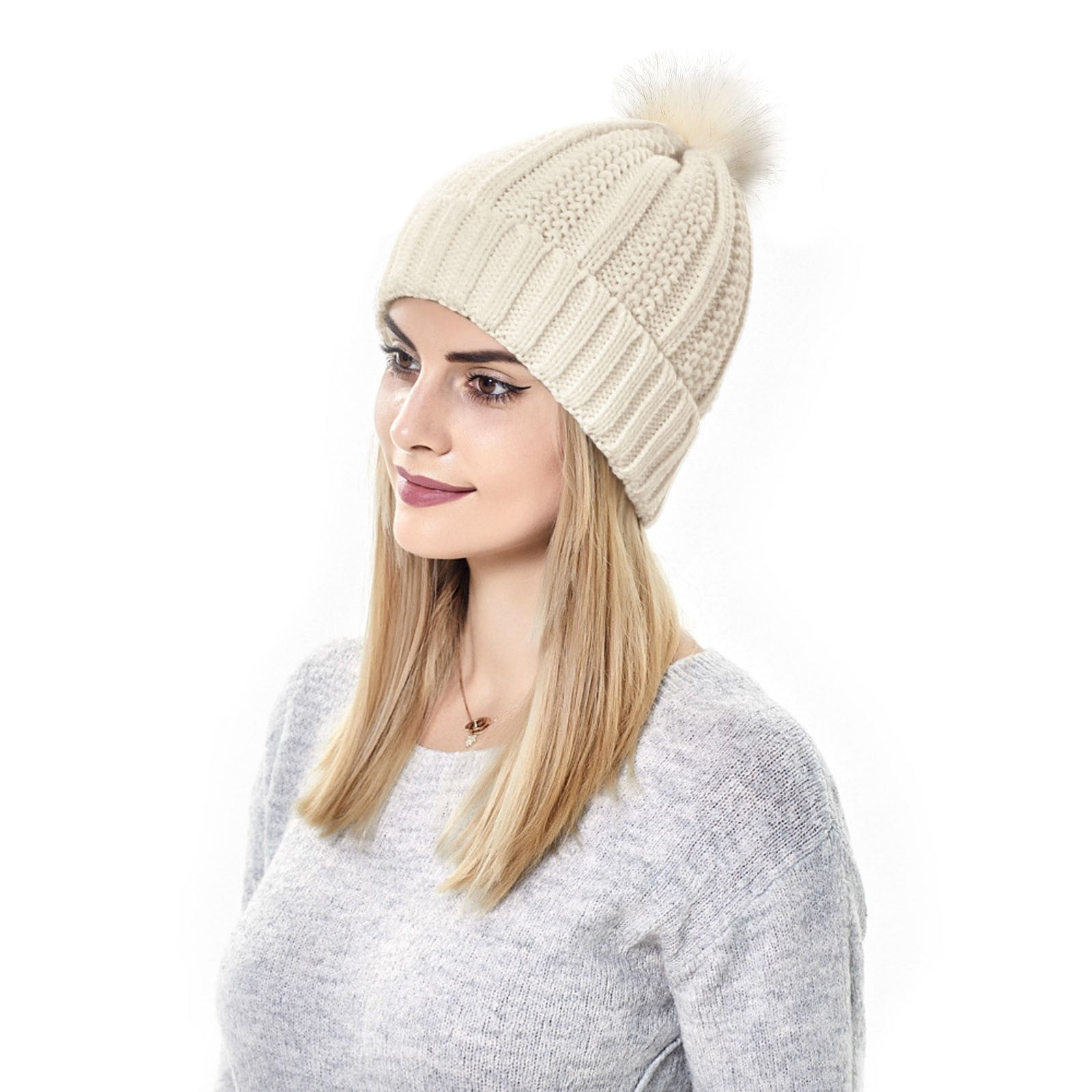 SXcggal Winter For Women Winter Hats Soft Knit Hat With Warm Knitted ...