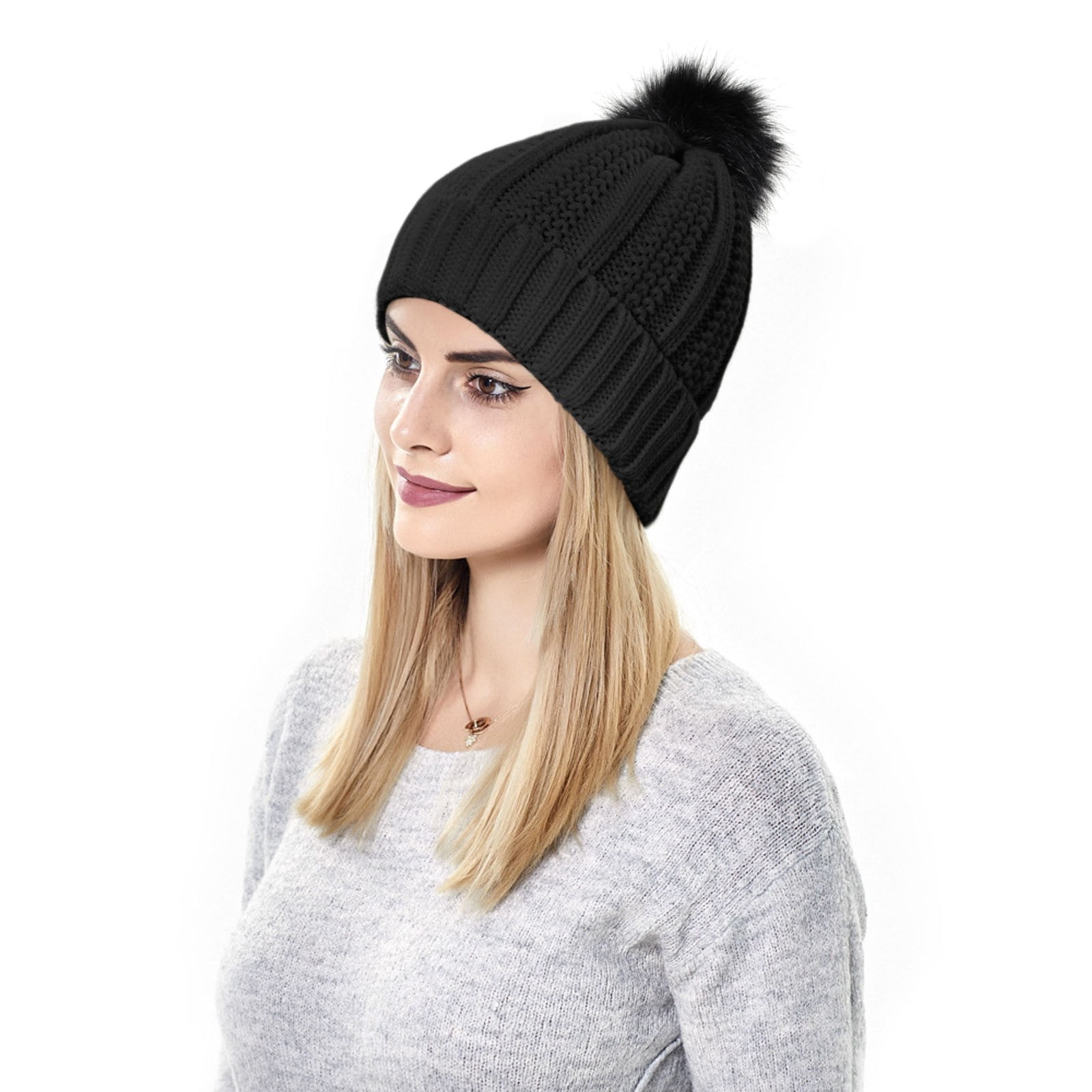 SXcggal Winter For Women Winter Hats Soft Knit Hat With Warm Knitted ...