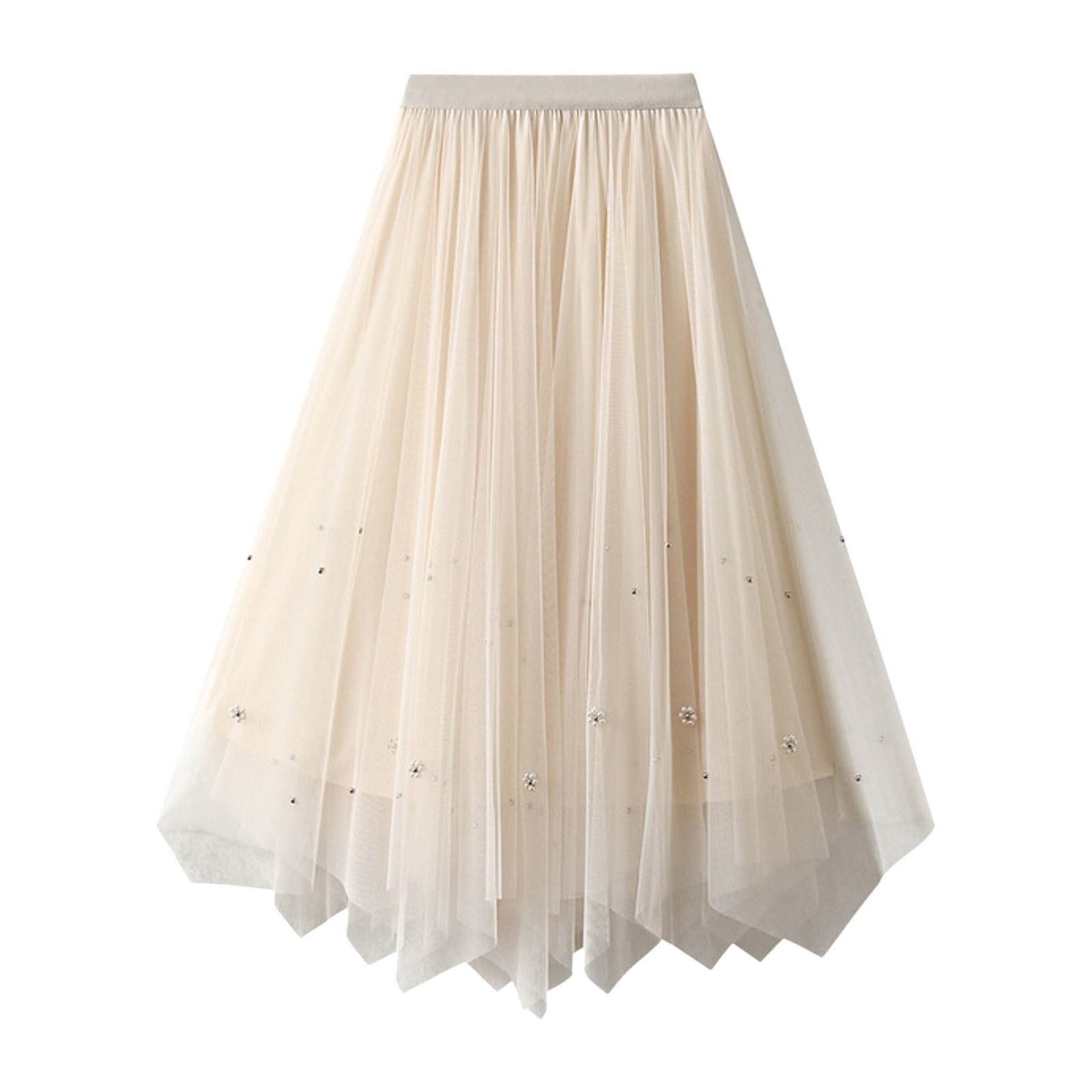 SXcggal Women Mid Length Skirt Dance Party A Line High Waisted Tulle ...