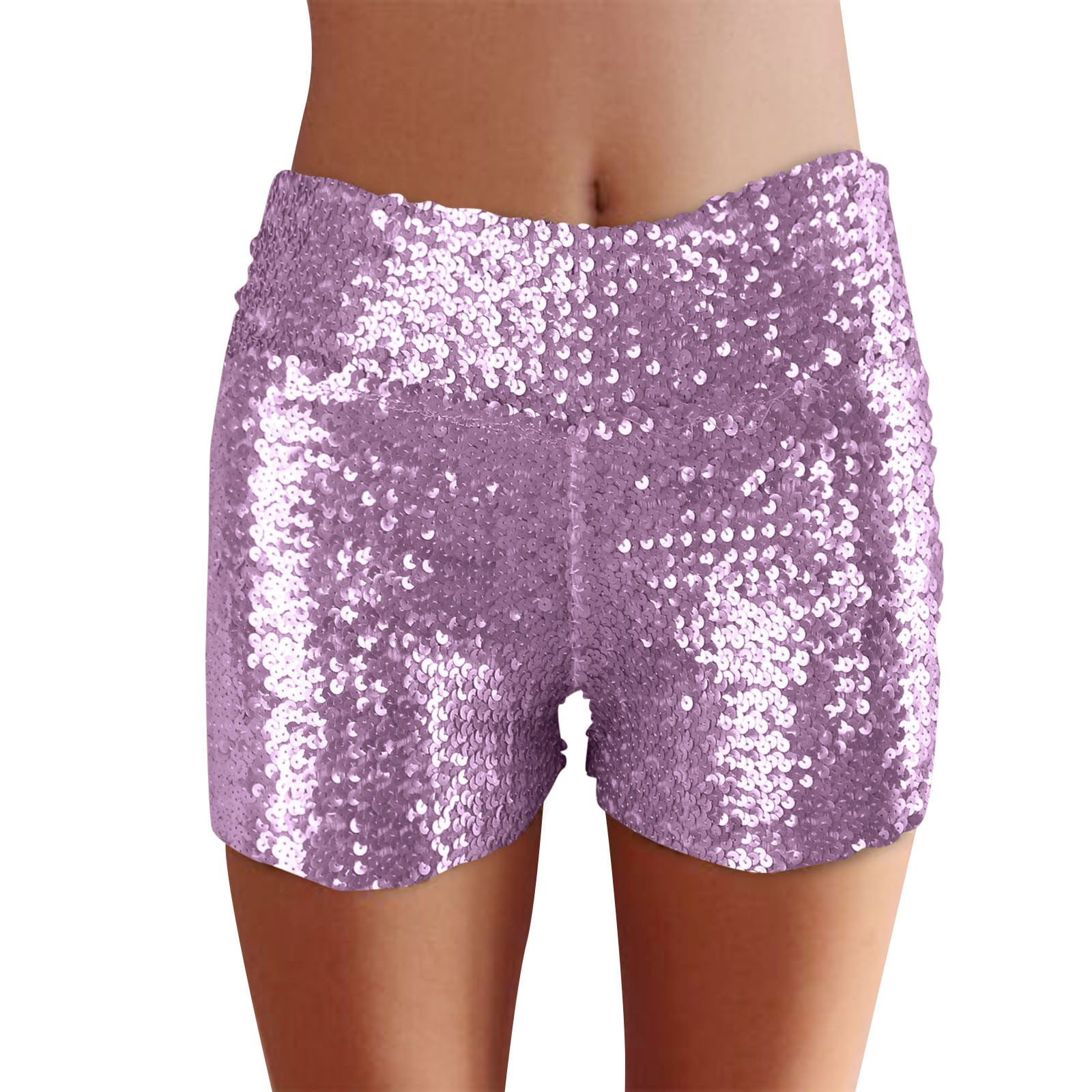 SXcggal Women Sequins Shorts Disco Hot Pants Shiny Glitter Jazz Mini Short Stretch Dance Basic ...