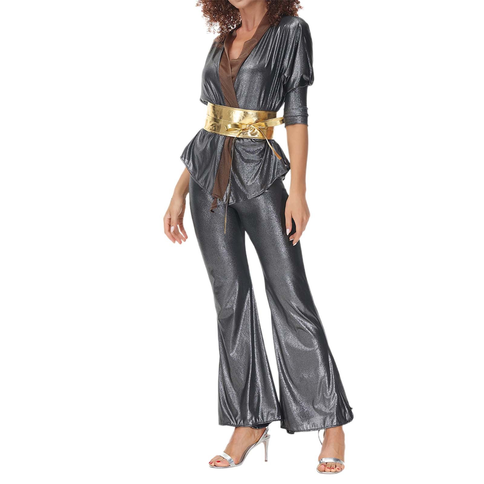 MQLKF Women's Hippie Clothes Bar Retro Jazz Dance Show Stage Wear Disco ...