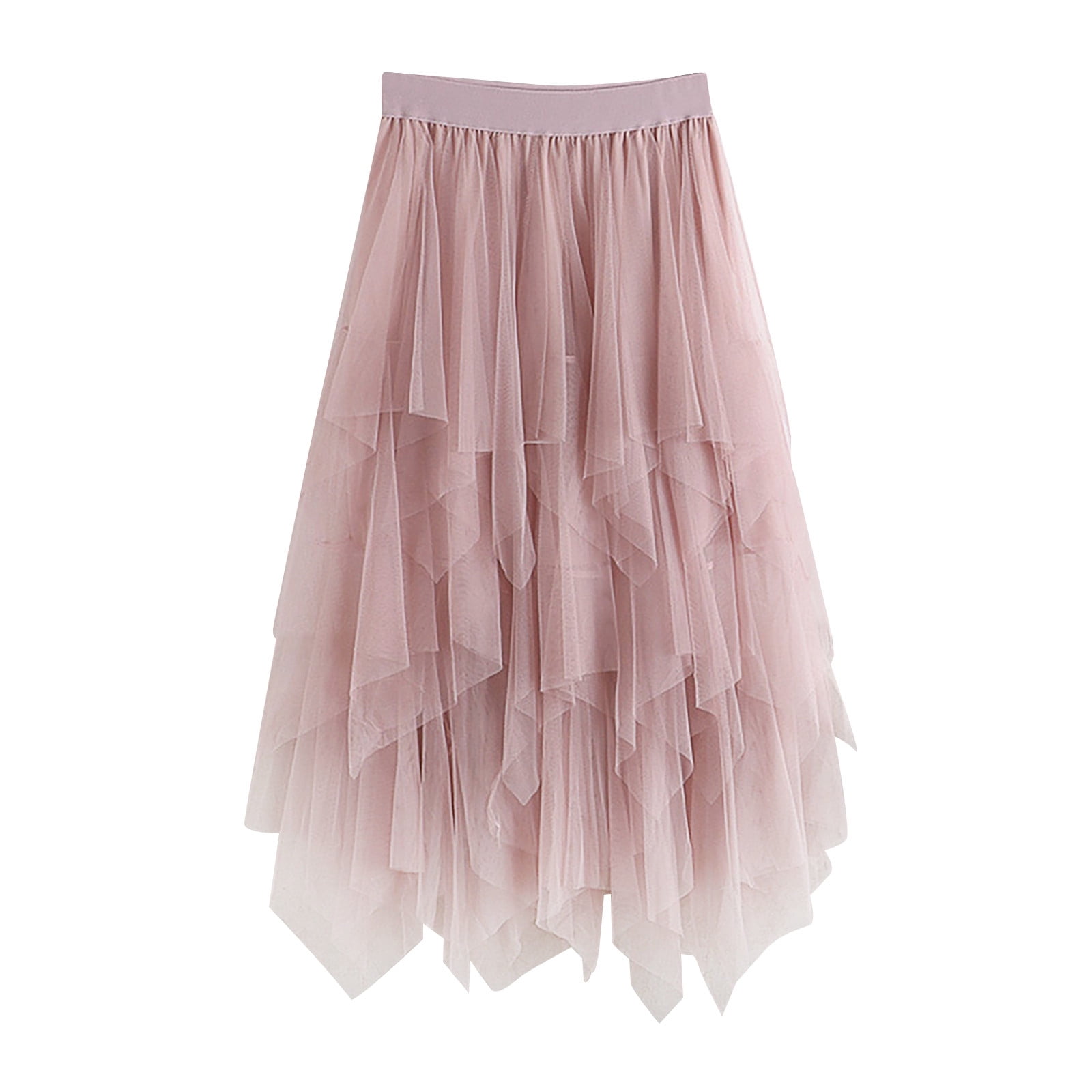 SXcggal Women's Waisted Slimming Layer Irregular Mesh Stitching Cake ...