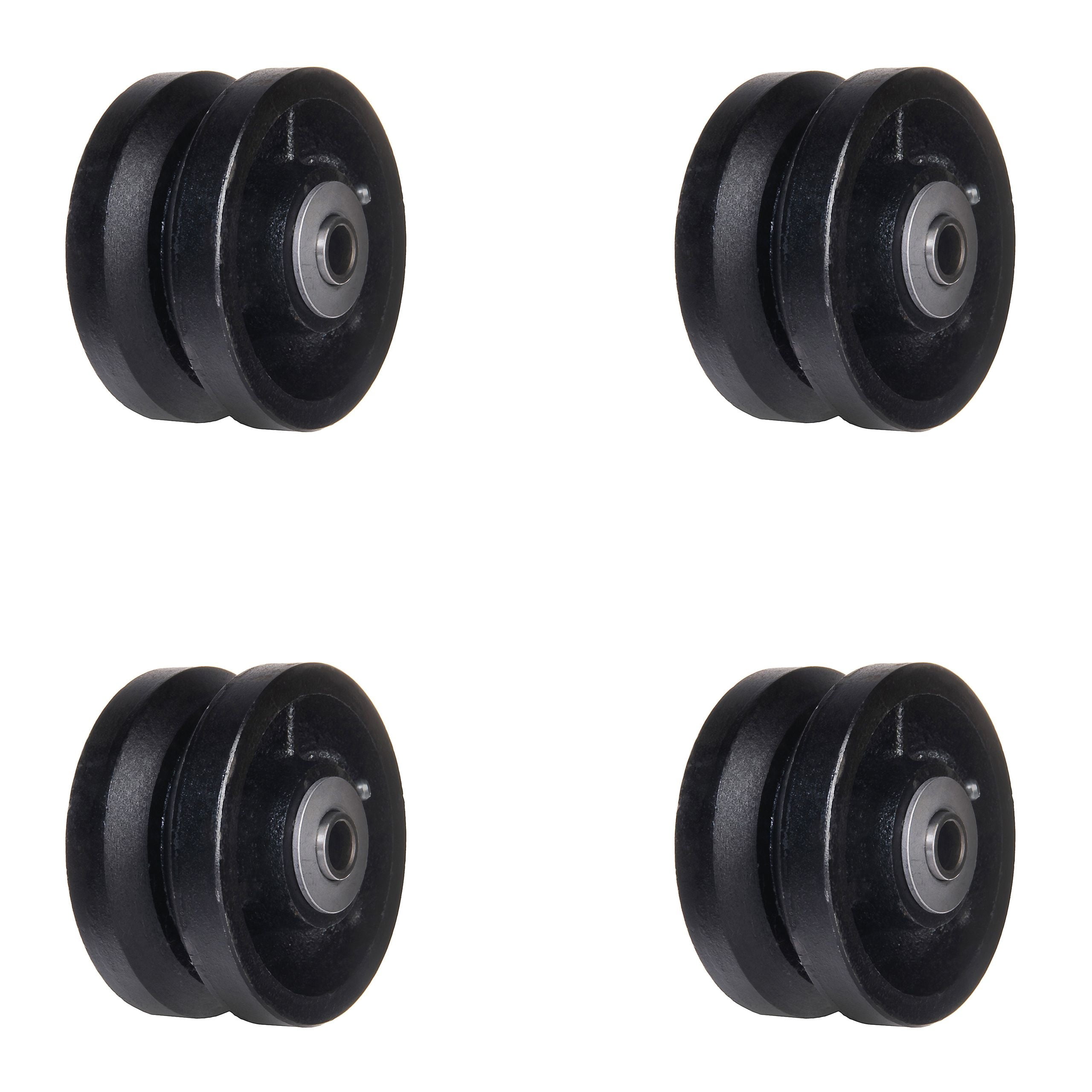 SY America 4"x2" Cast Iron V Groove Caster Wheel with Straight Roller ...