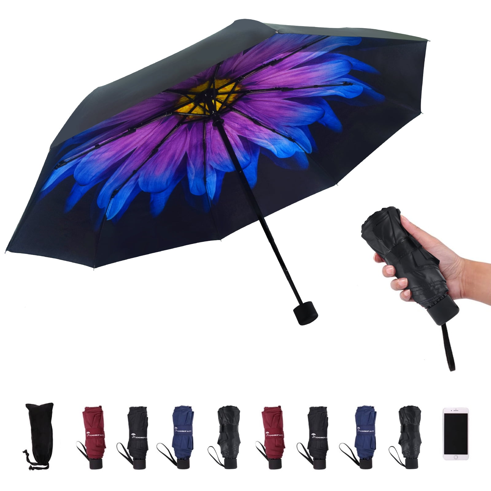 SY COMPACT Mini Umbrellas for Rain Light Small Umbrella Waterproof ...