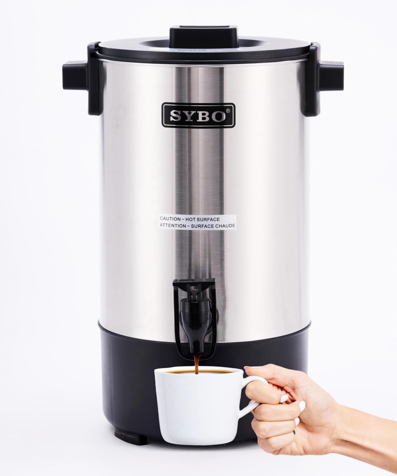 SYBO Commercial Grade Stainless Steel Percolate Coffee Maker, Hot Water ...