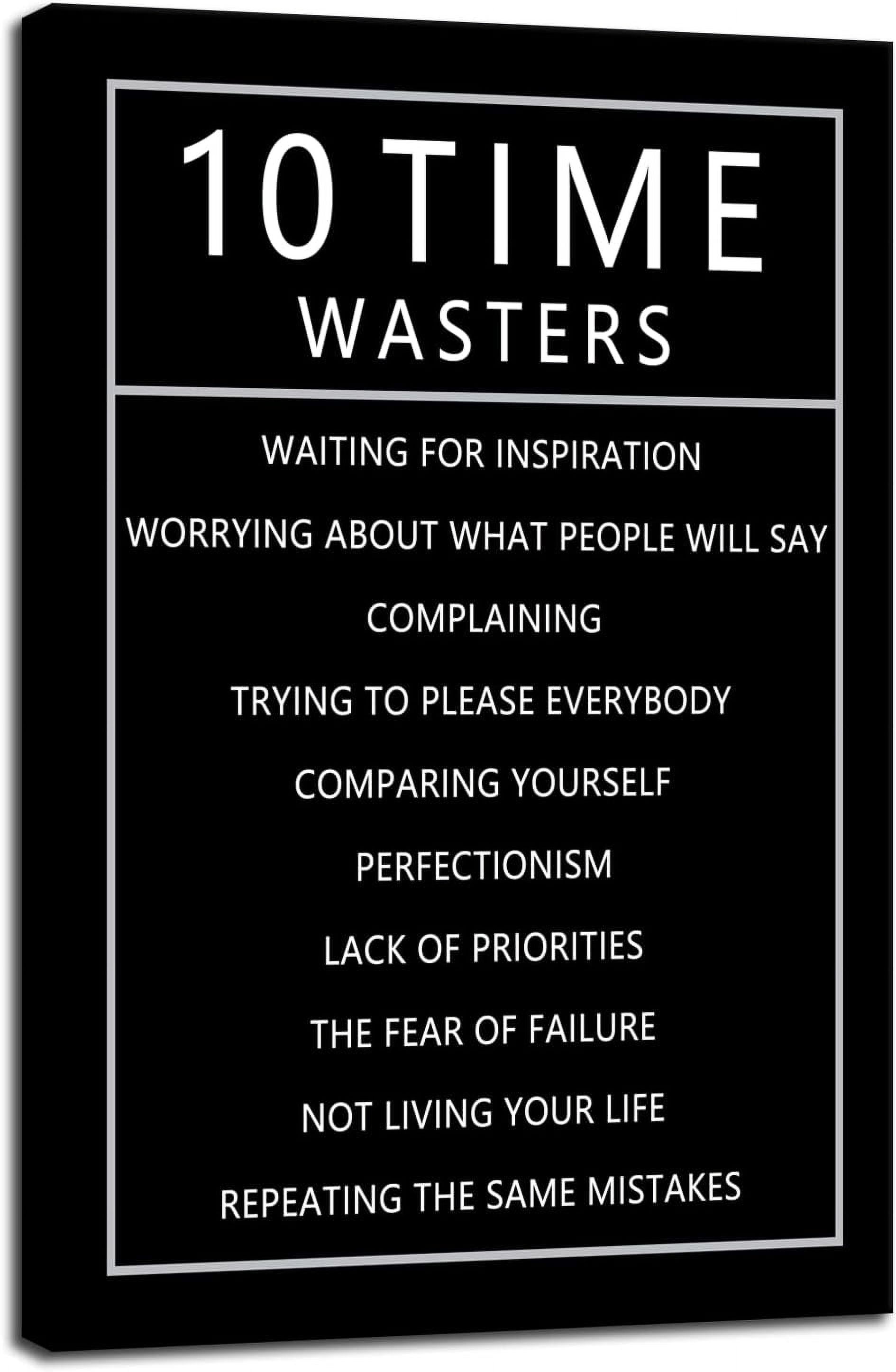 SYDposter 10 Time Wasters Motivational Canvas Wall Art for Living Room ...