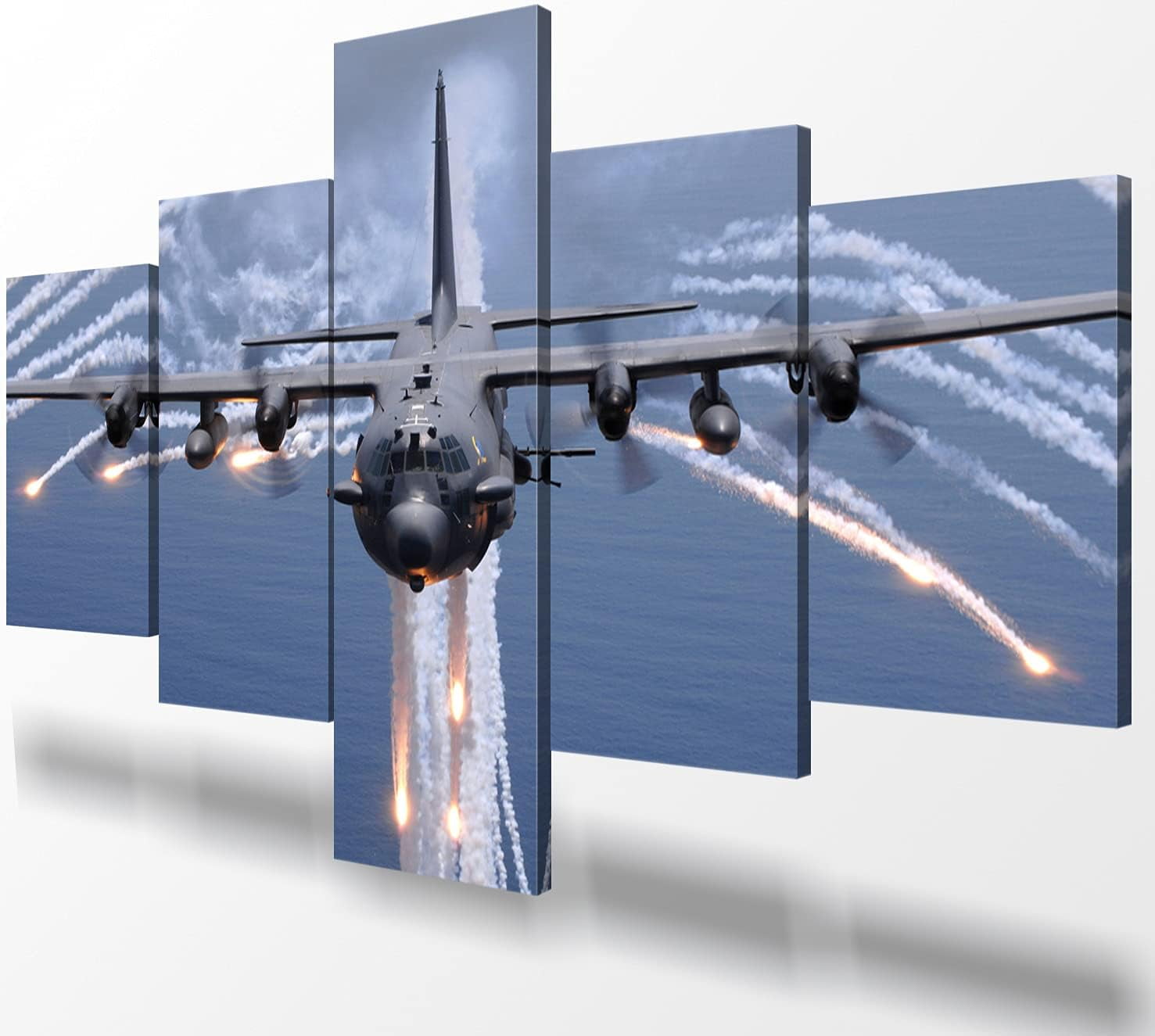 SYDposter 5 Piece Airplane Decor AC-130H Air Gunship in Operation ...