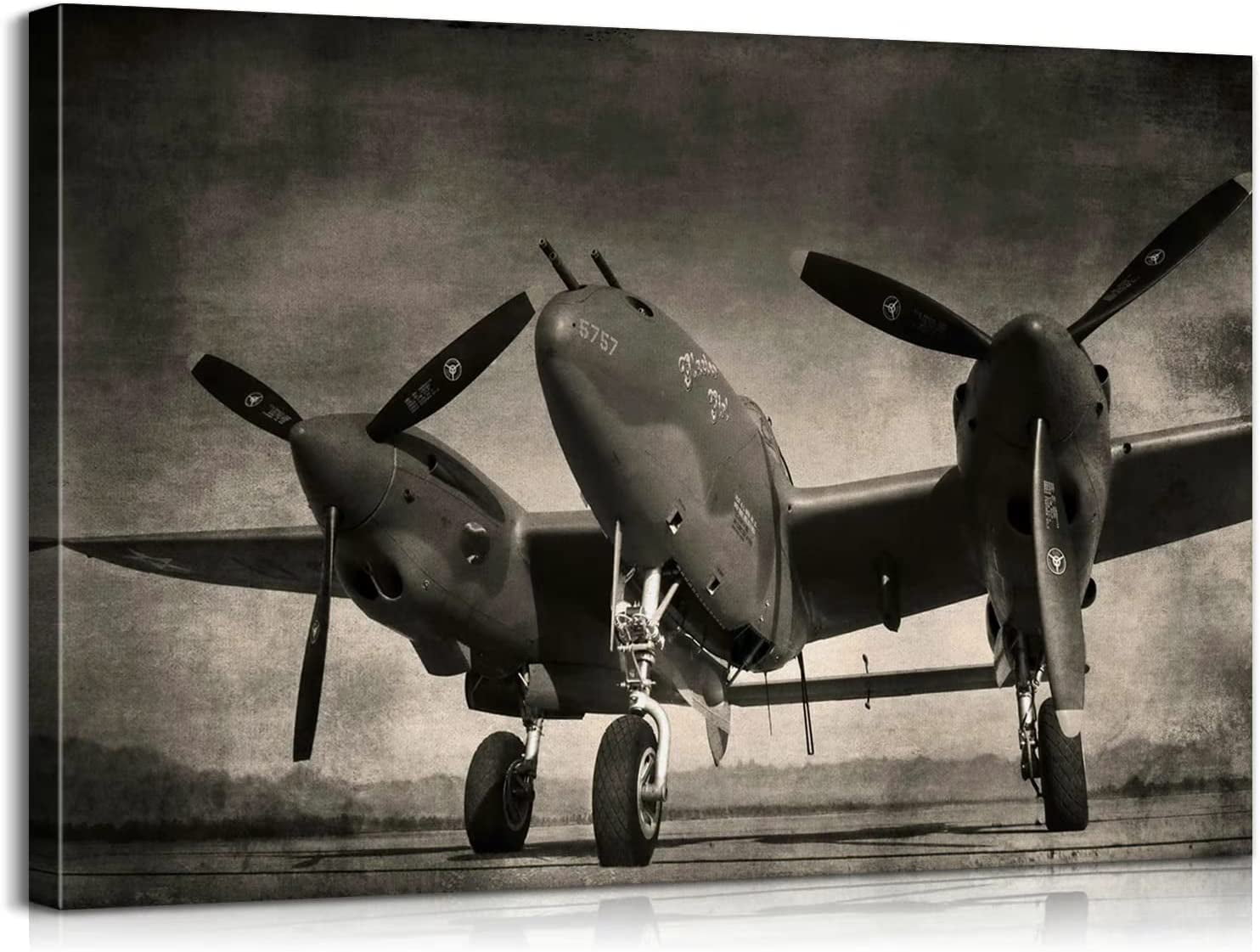 SYDposter Airplane Wall Art Black and White Twin Engine Airplane Canvas ...