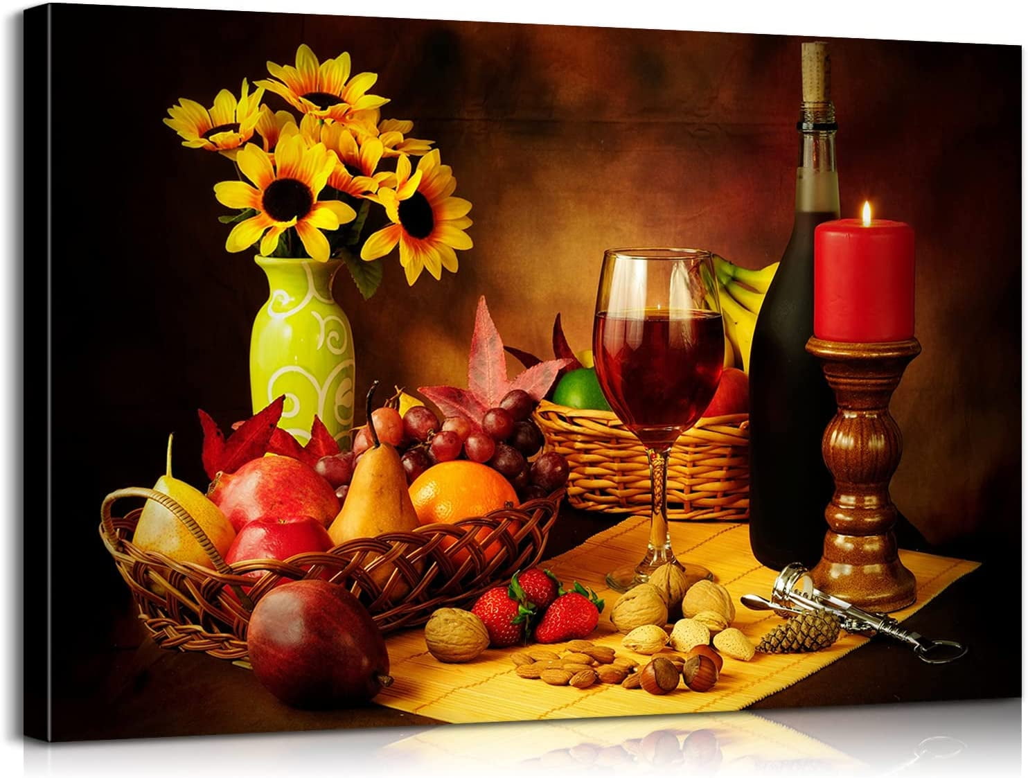 SYDposter Dining Room Wall Decor Wine Decor Sunflower Wall Art Kitchen ...