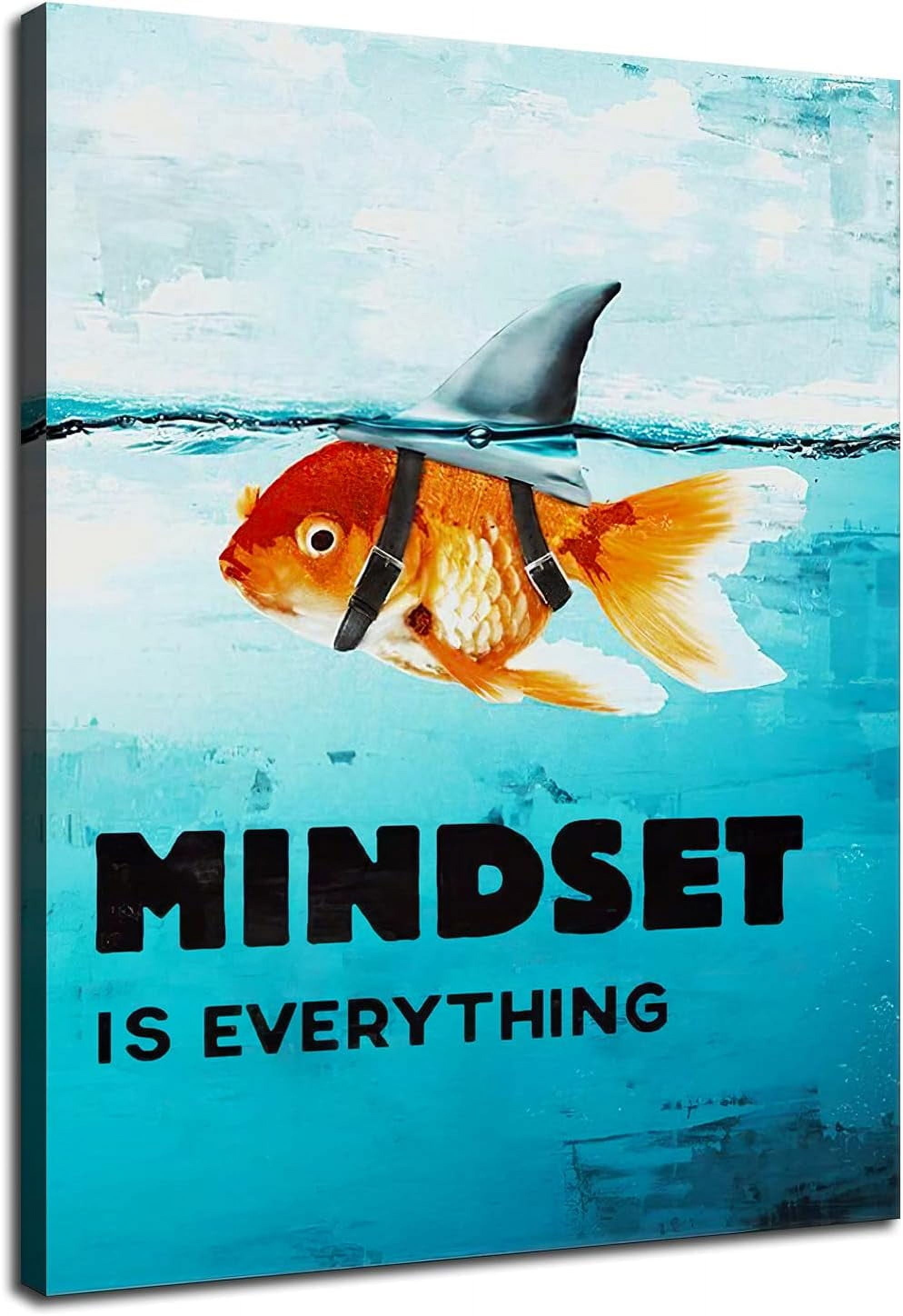 AatoeaX Inspirational Canvas Wall Art Mindset is Everything Goldfish ...
