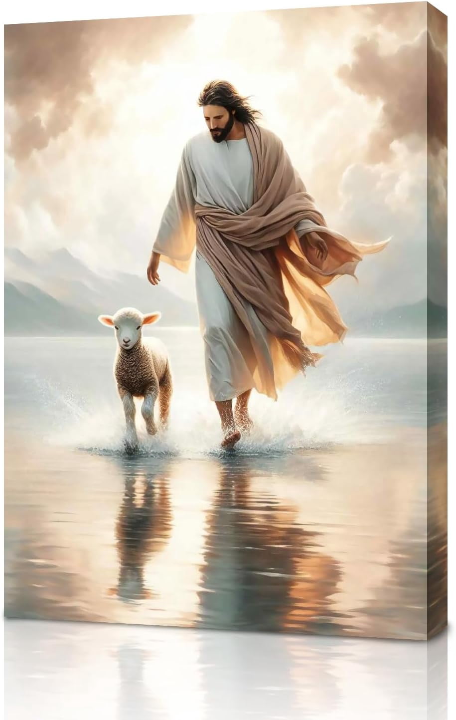 SYDposter Jesus and Lamb Canvas Wall Art Jesus Walking on Water Poster ...