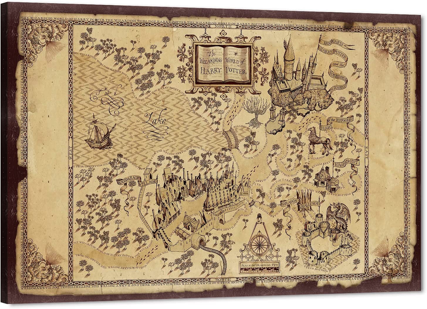 SYDposter Middle Earth Map Canvas Wall Art Movie Map HD Print - Retro ...
