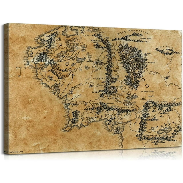 SYDposter Middle Earth Map Wall Art Map of Middle Earth Wall Decor Maps ...