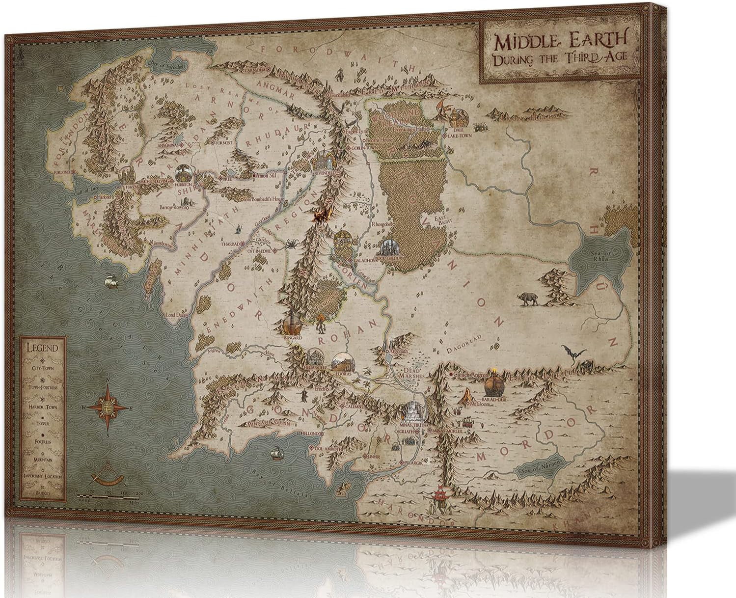 SYDposter Middle Earth Map Wall Decor Map of Middle Earth Canvas Art ...