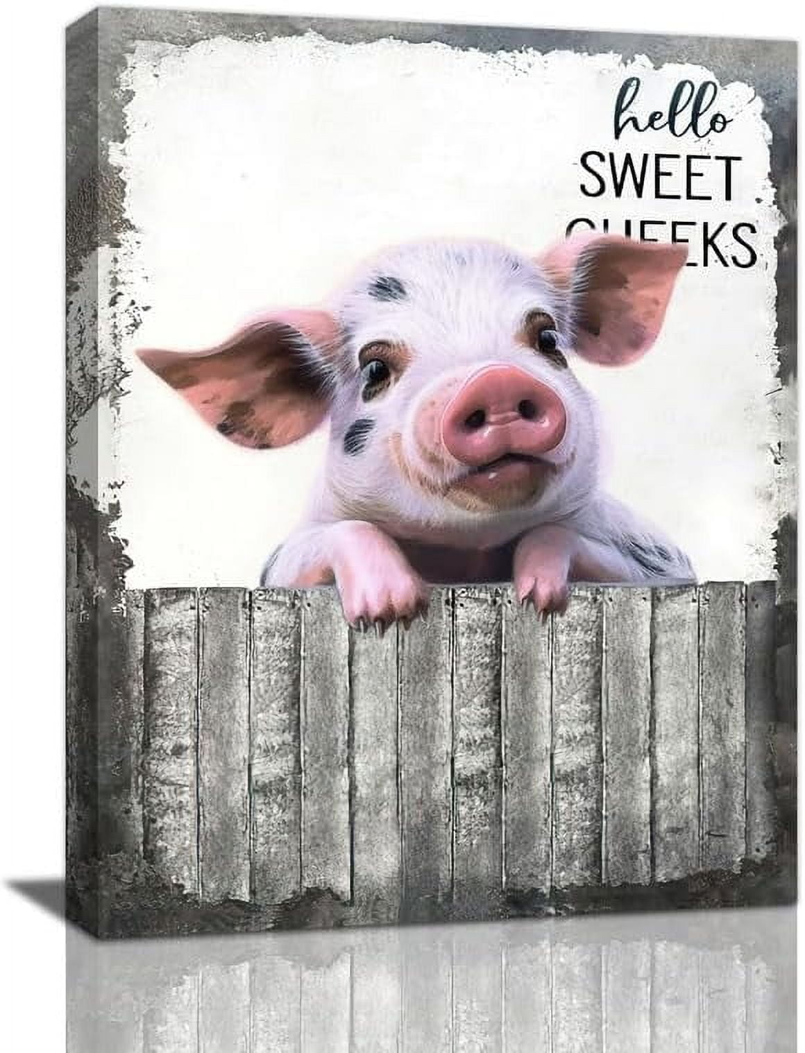 SYDposter Pig Bathroom Decor Wall Art Hello Sweet Pig Poster Funny Pig ...
