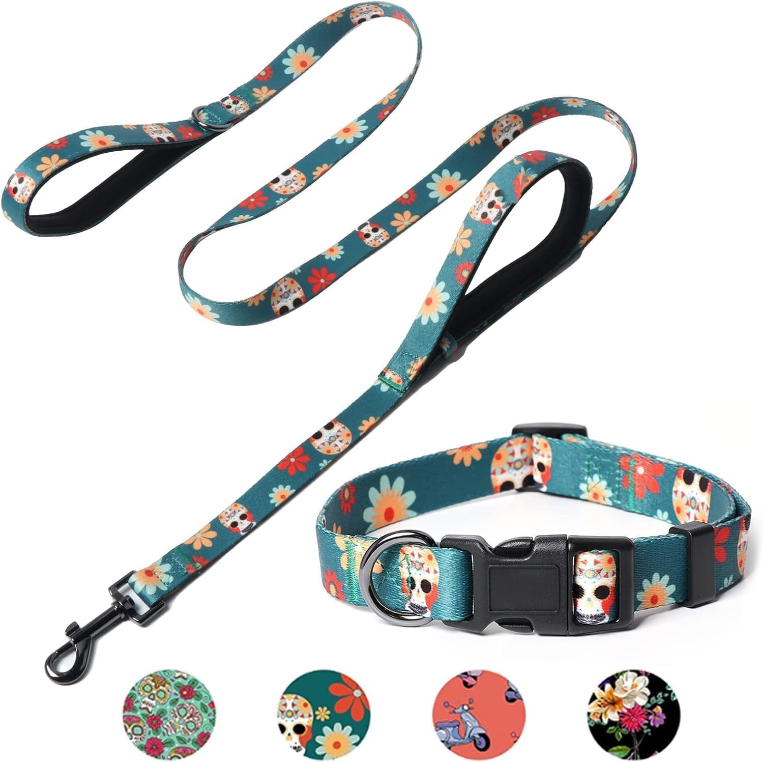 SYEENIFY Dog Collar and Leash Set for Small Medium Large Dogs ...