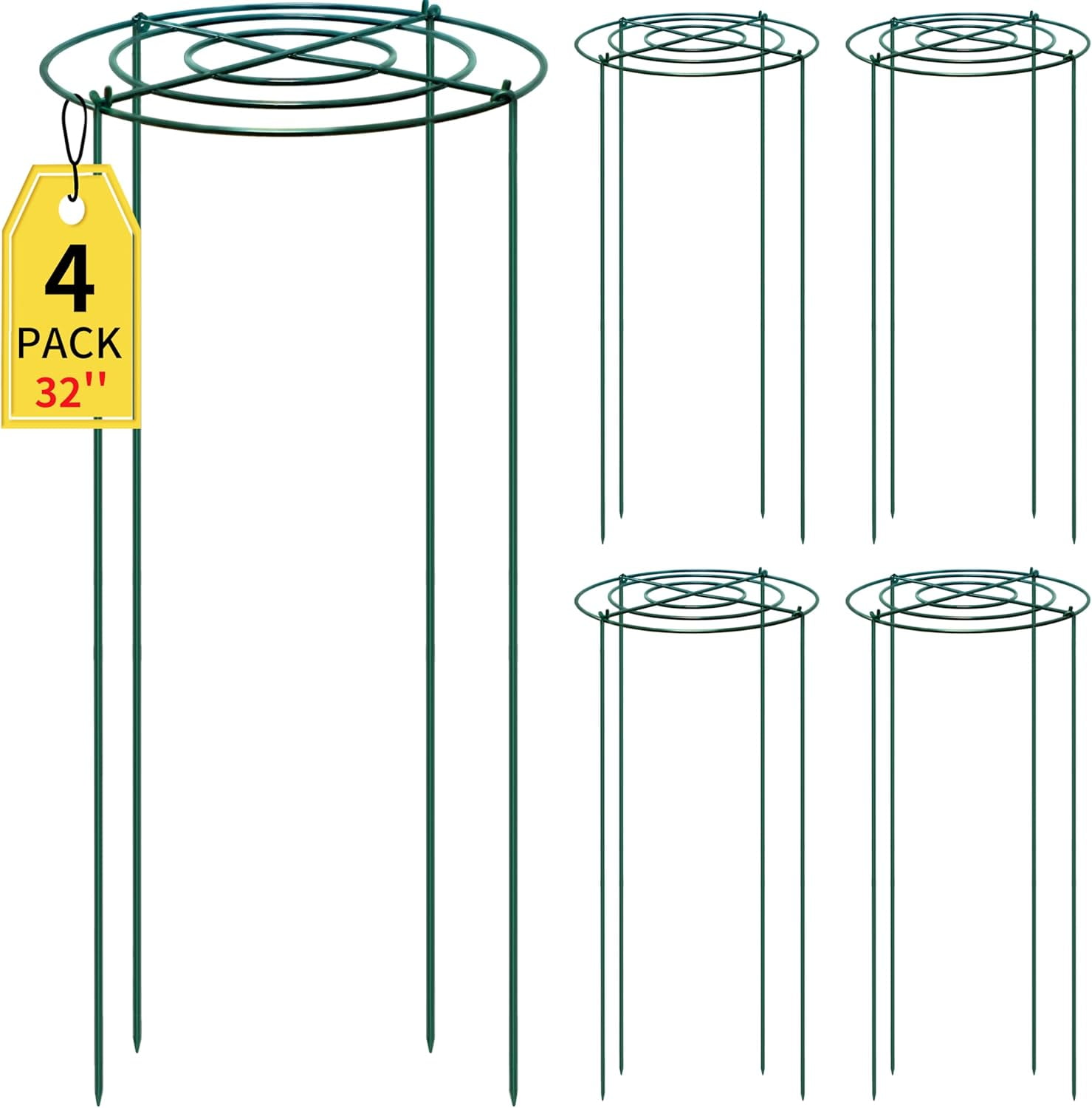 SYITCUN 4pack Peony Cages and Supports, 32” Four Legs Peony Cage, Heavy ...