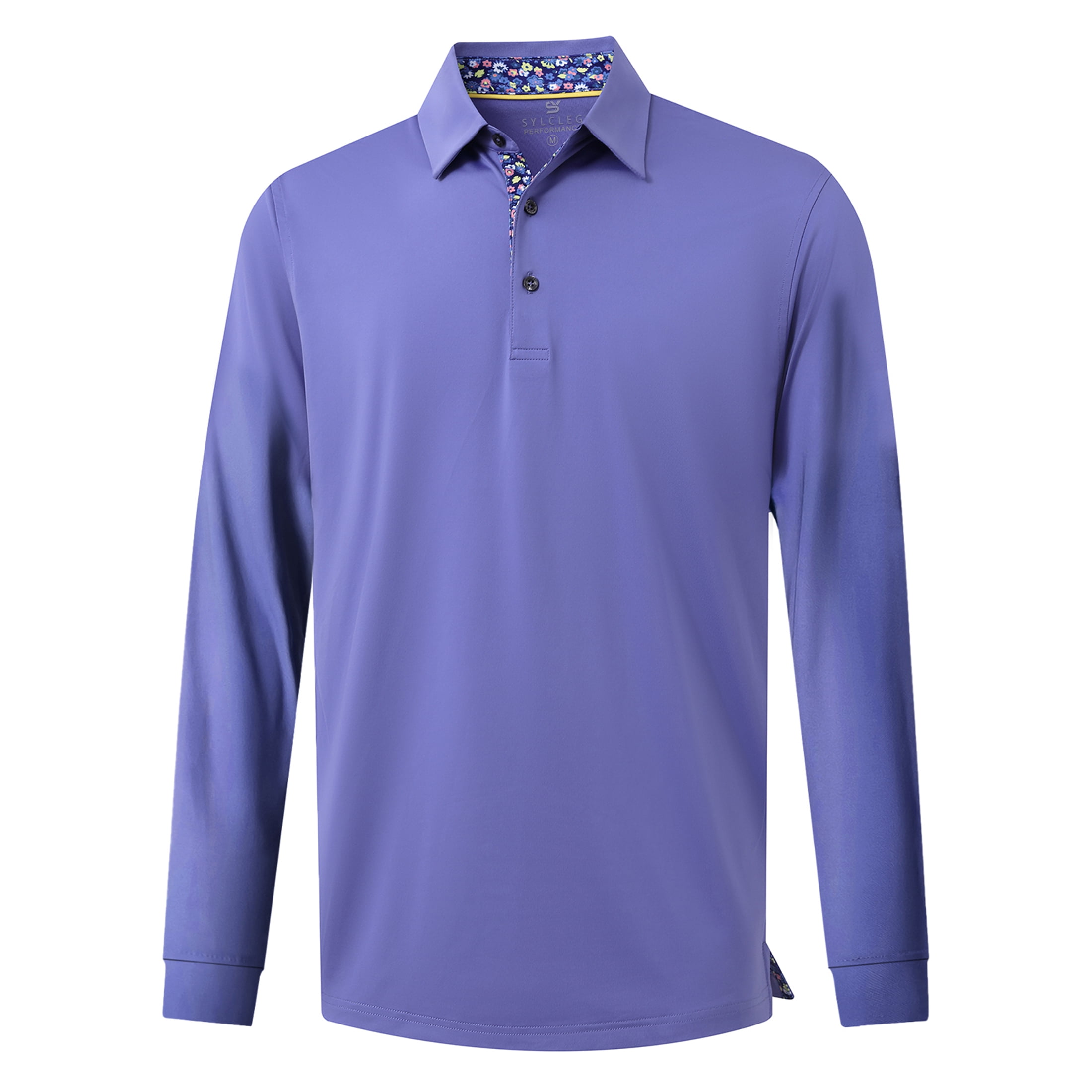 SYLCLEG Men Polo Shirts Long Sleeve Casual Solid Dry Fit Performance ...