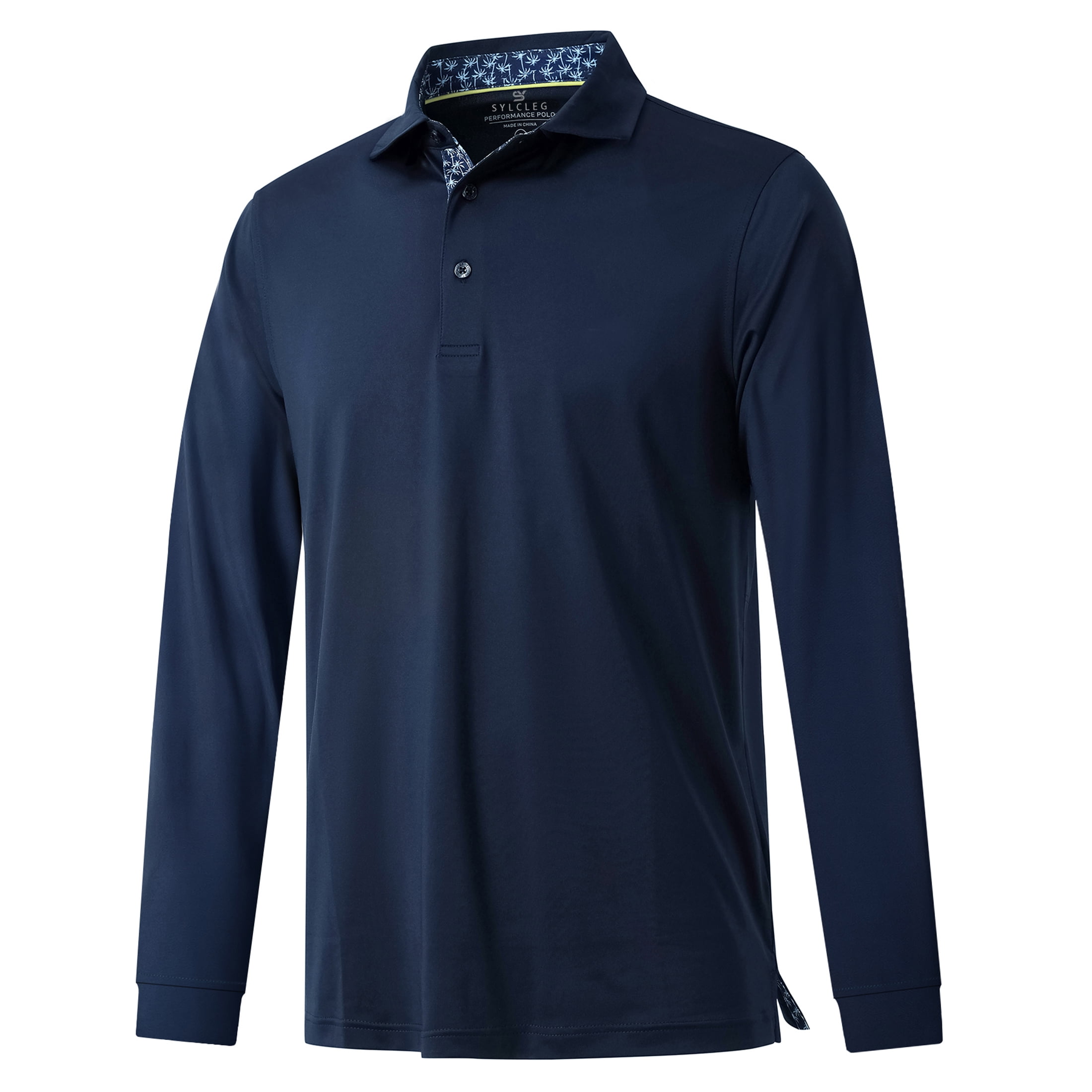 SYLCLEG Men Polo Shirts Long Sleeve Casual Solid Dry Fit Performance ...