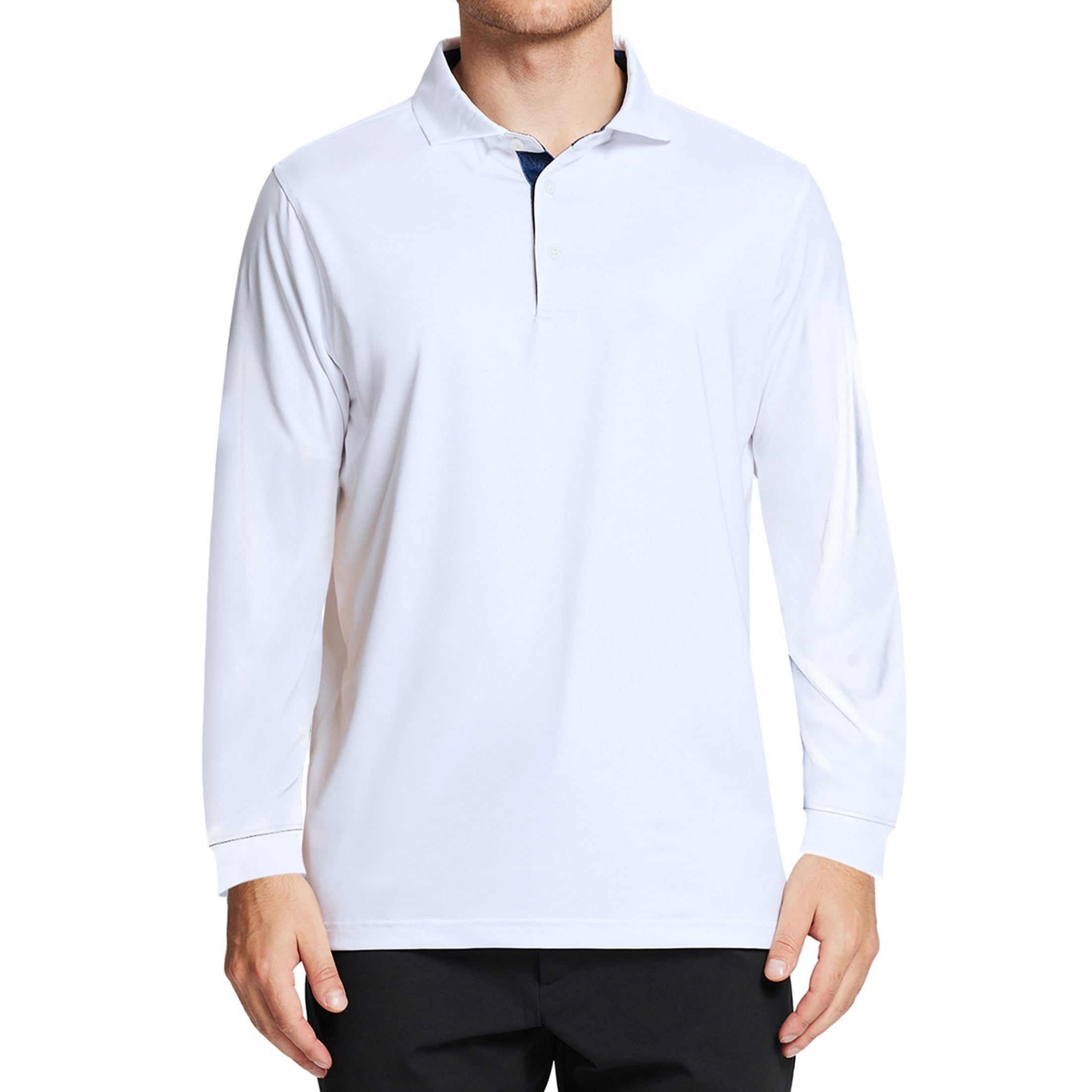 SYLCLEG Men Polo Shirts Long Sleeve Casual Solid Dry Fit Performance ...