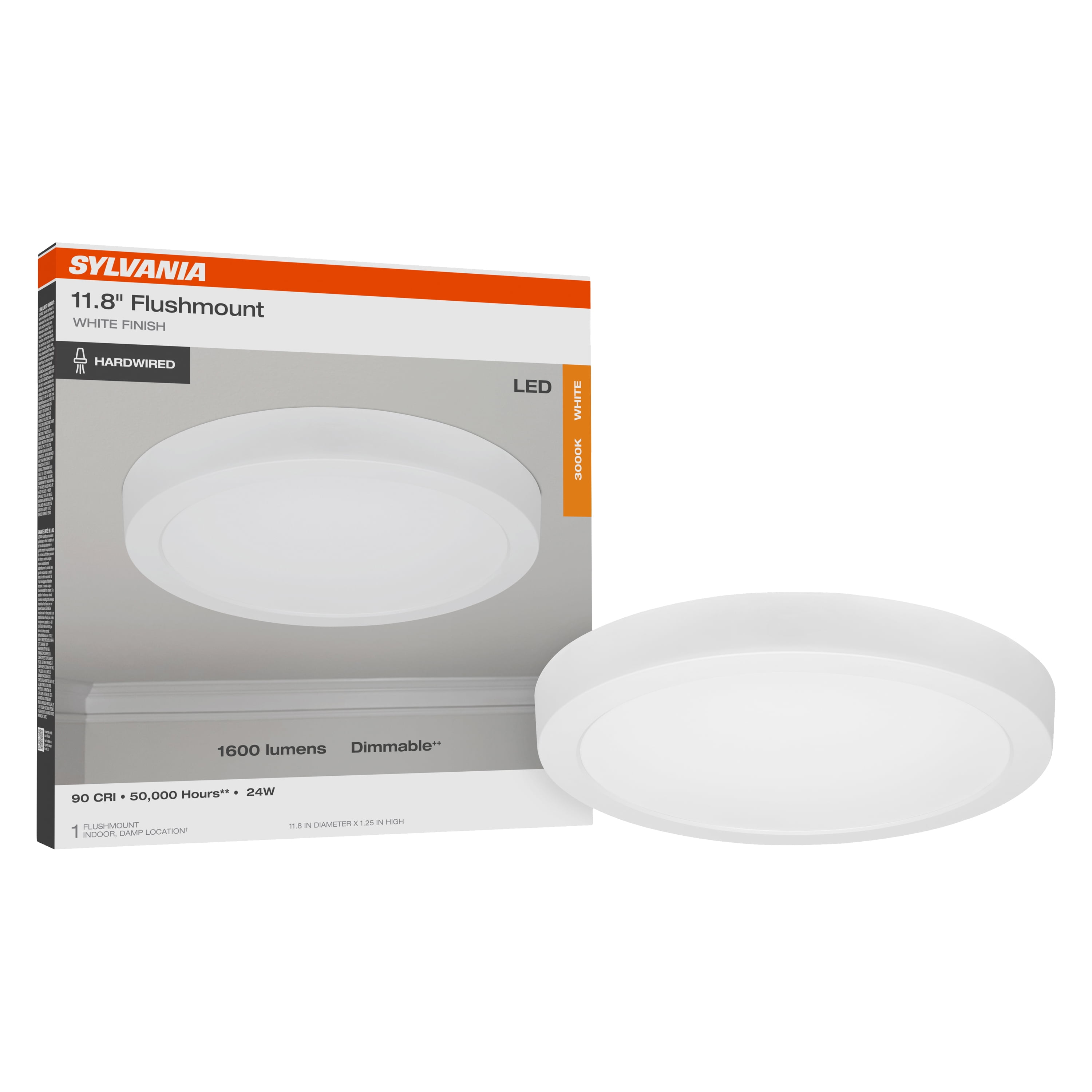 Sylvania 12" Flush Mount LED Fixture, 1-Light, White - Walmart.com