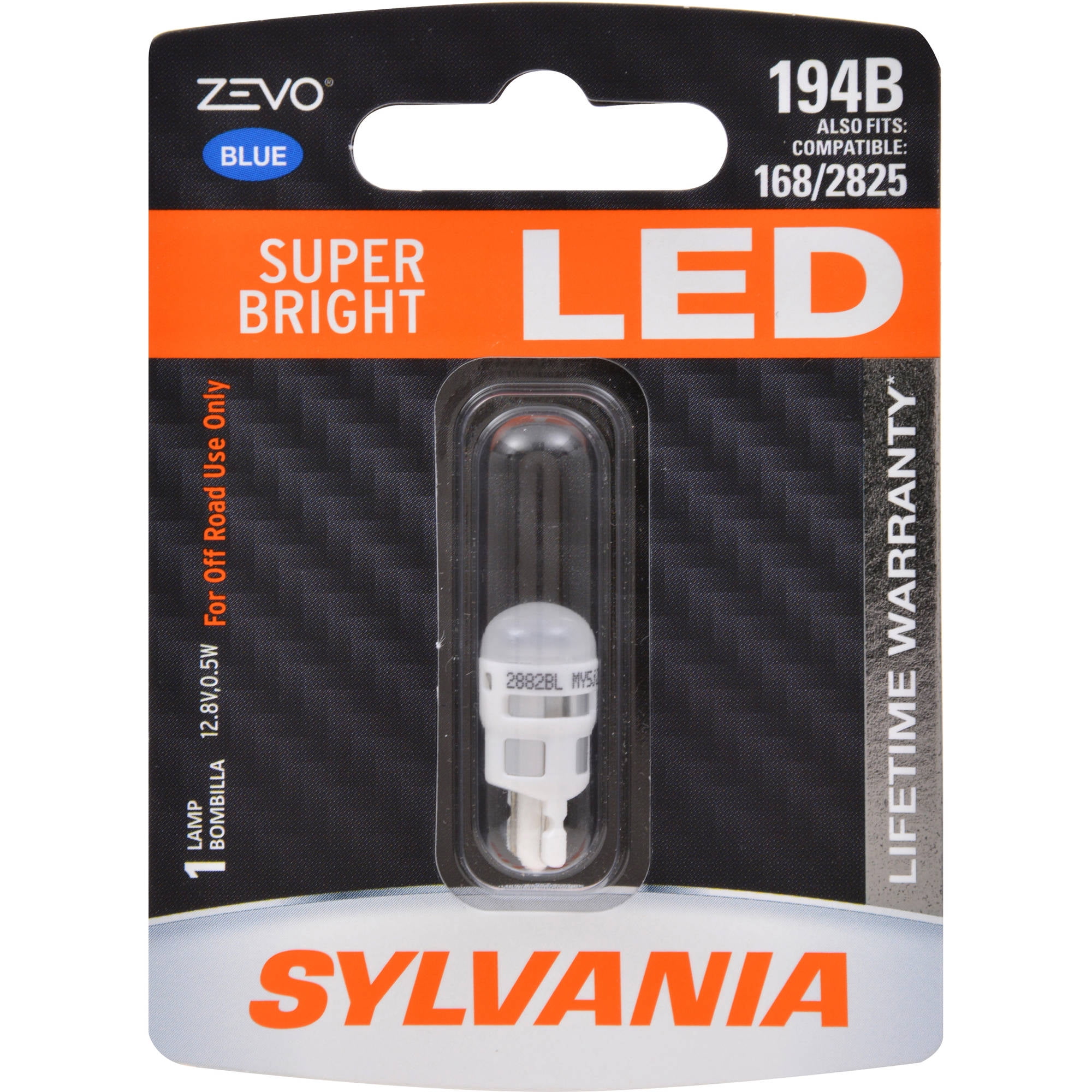Sylvania 194B ZEVO LED Blue Automotive Bulb, 1 pack, Compatible with ...