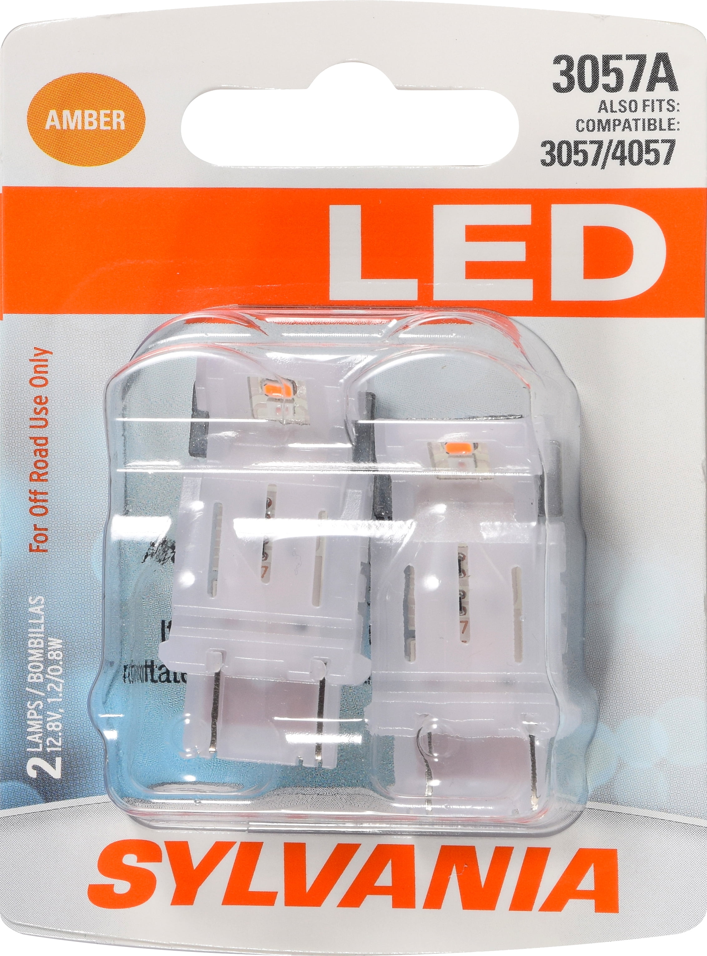 SYLVANIA - 3057 LED Amber Mini Bulb - Bright LED Bulb, Ideal for Park and Turn Lights (Contains ...