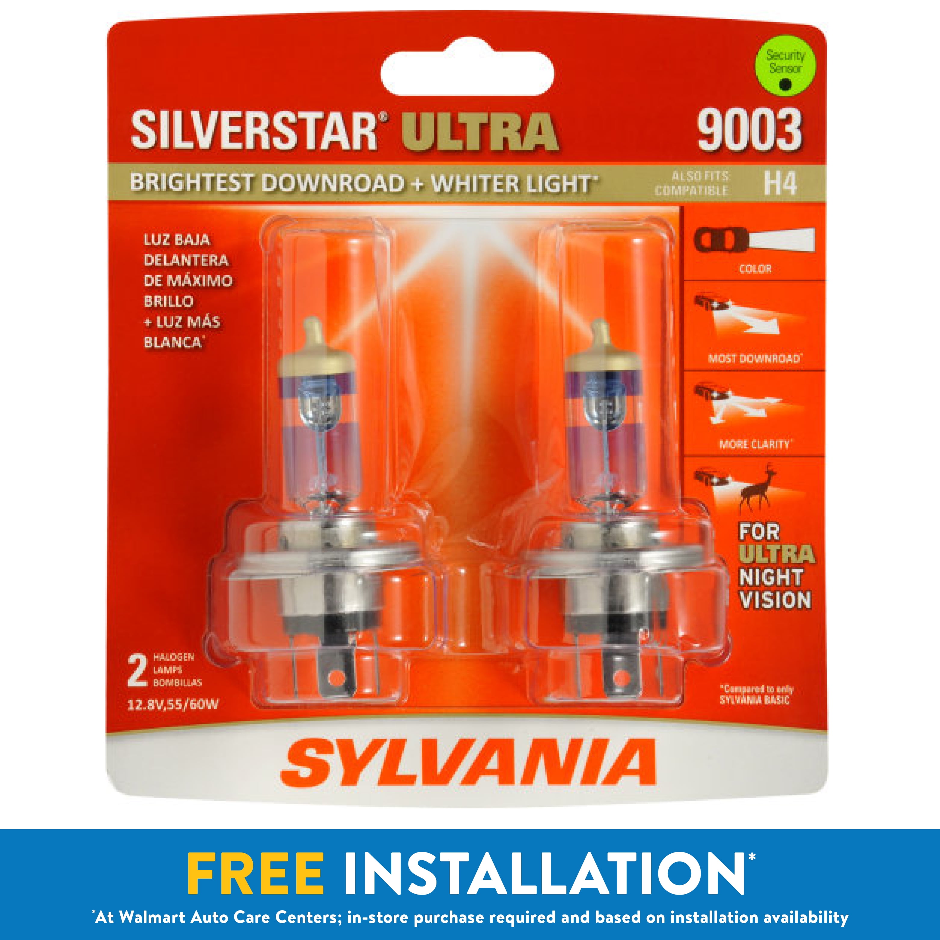 SYLVANIA 9003 SilverStar ULTRA Halogen Headlight Bulb, 2 Pack - Walmart.com