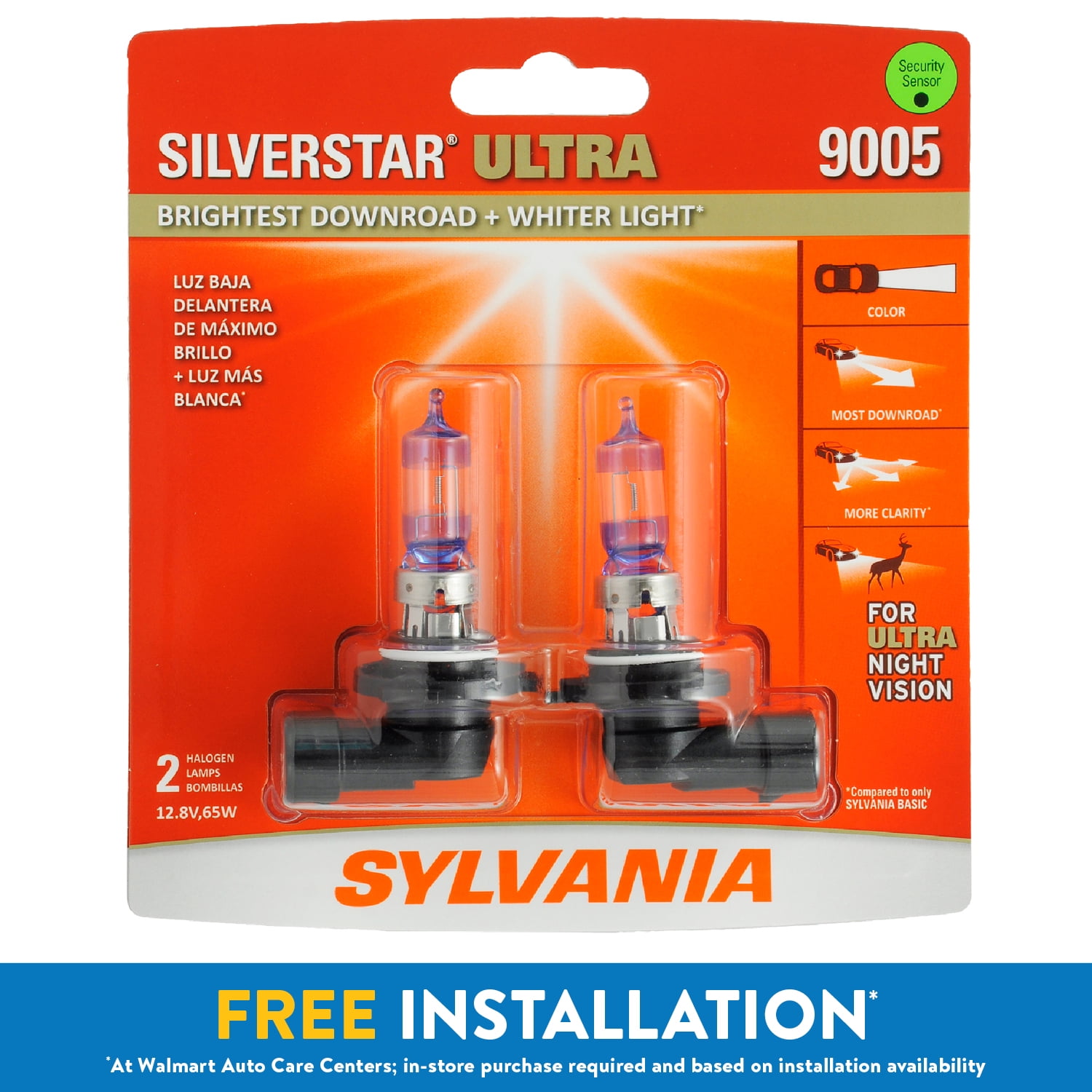 SYLVANIA 9005 SilverStar ULTRA Halogen Headlight Bulb, 2 Pack - Walmart.com