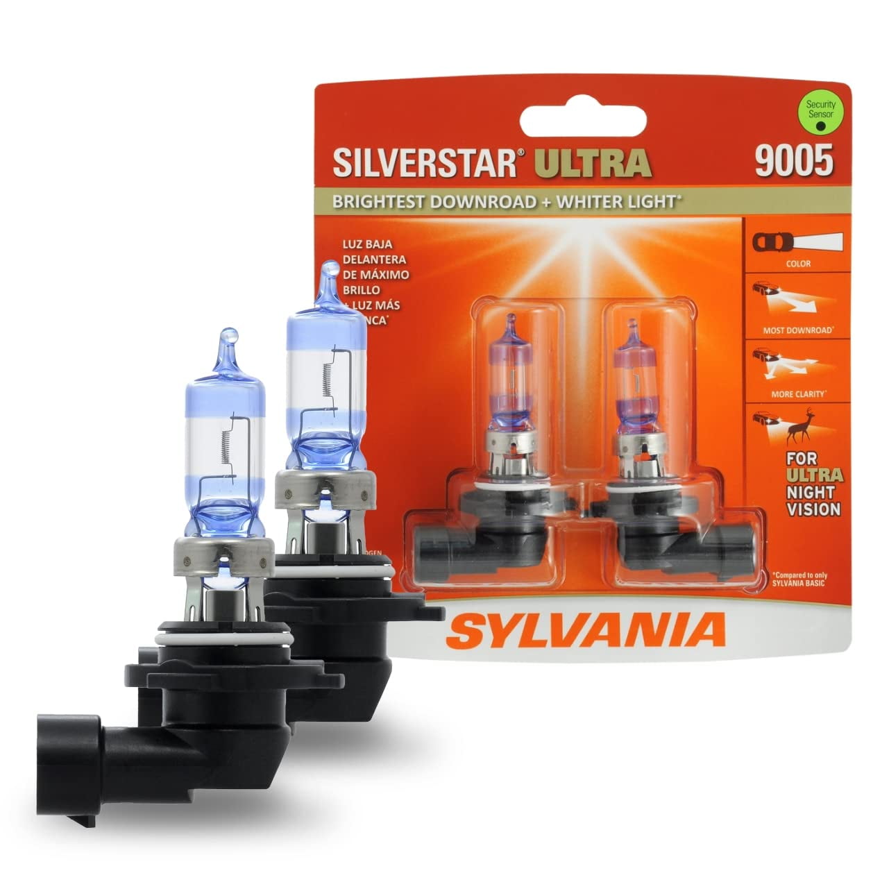 SYLVANIA 9005 SilverStar Ultra High Performance Halogen Headlight Bulb, (Contains 2 Bulbs) C17 ...