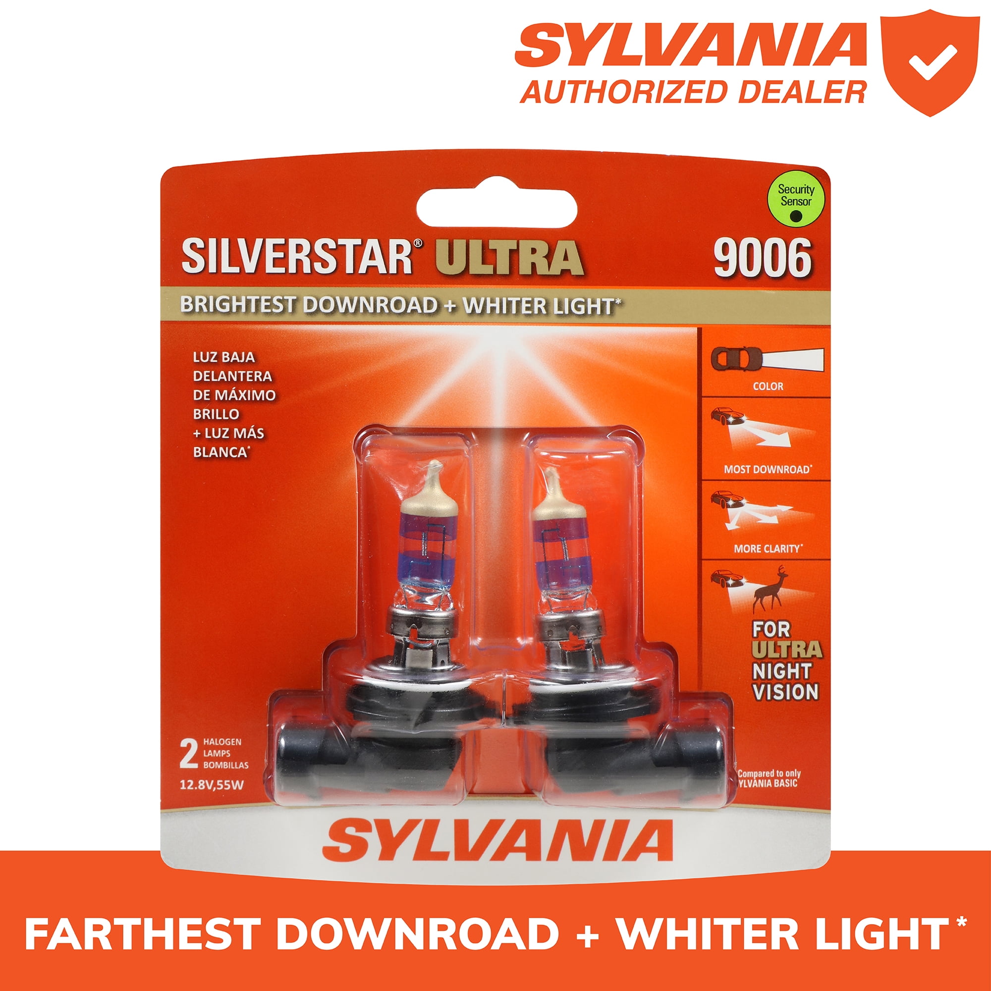 SYLVANIA 9006 SilverStar ULTRA Halogen Headlight Bulb, 2 Pack - Walmart.com