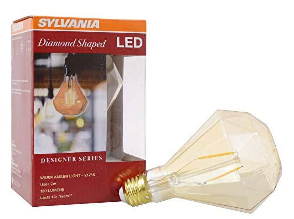 SYLVANIA Home Improvement Vintage LED Diamond Bulb, Amber Glass Edison ...
