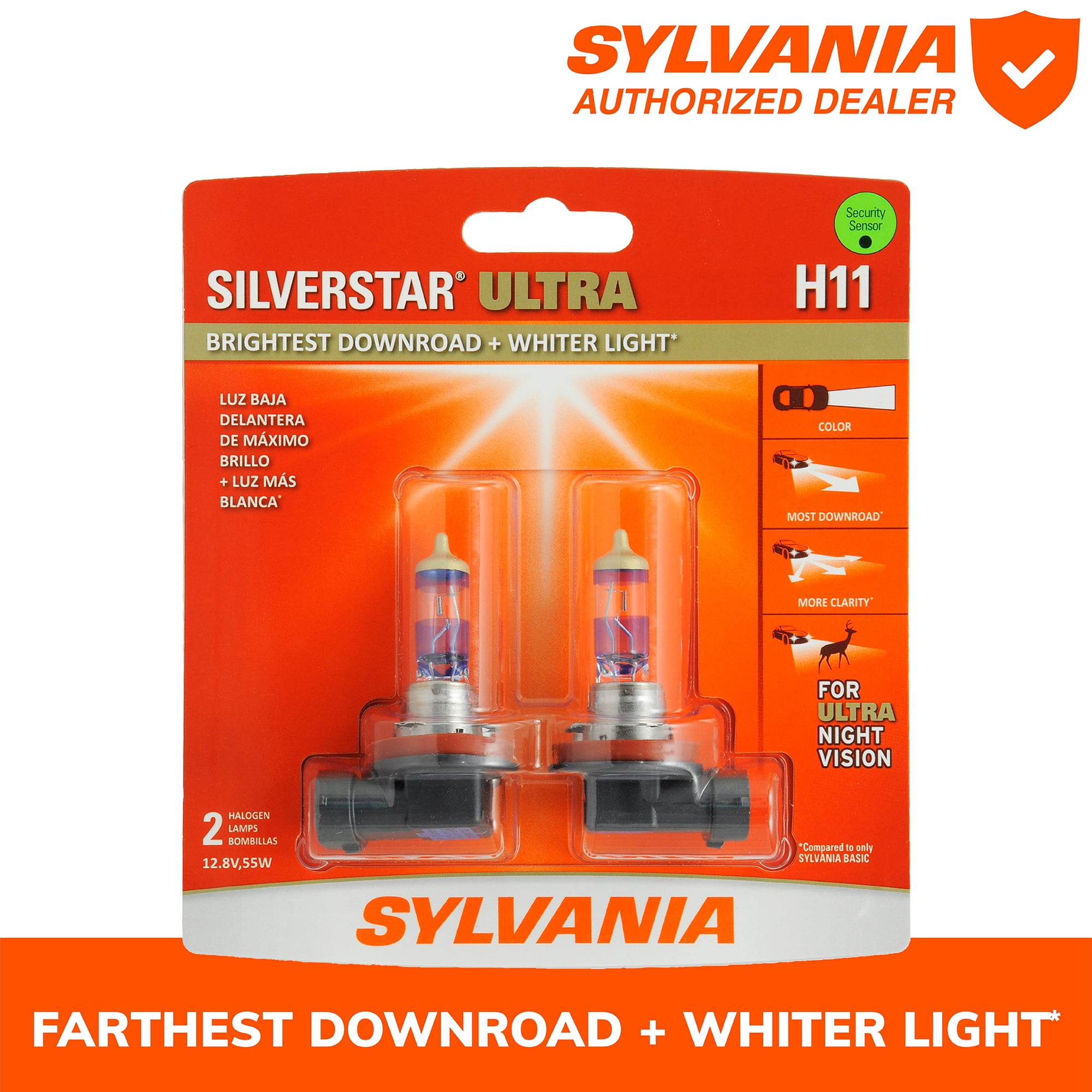 SYLVANIA H11 SilverStar ULTRA Bright Halogen Headlight Bulb for ...