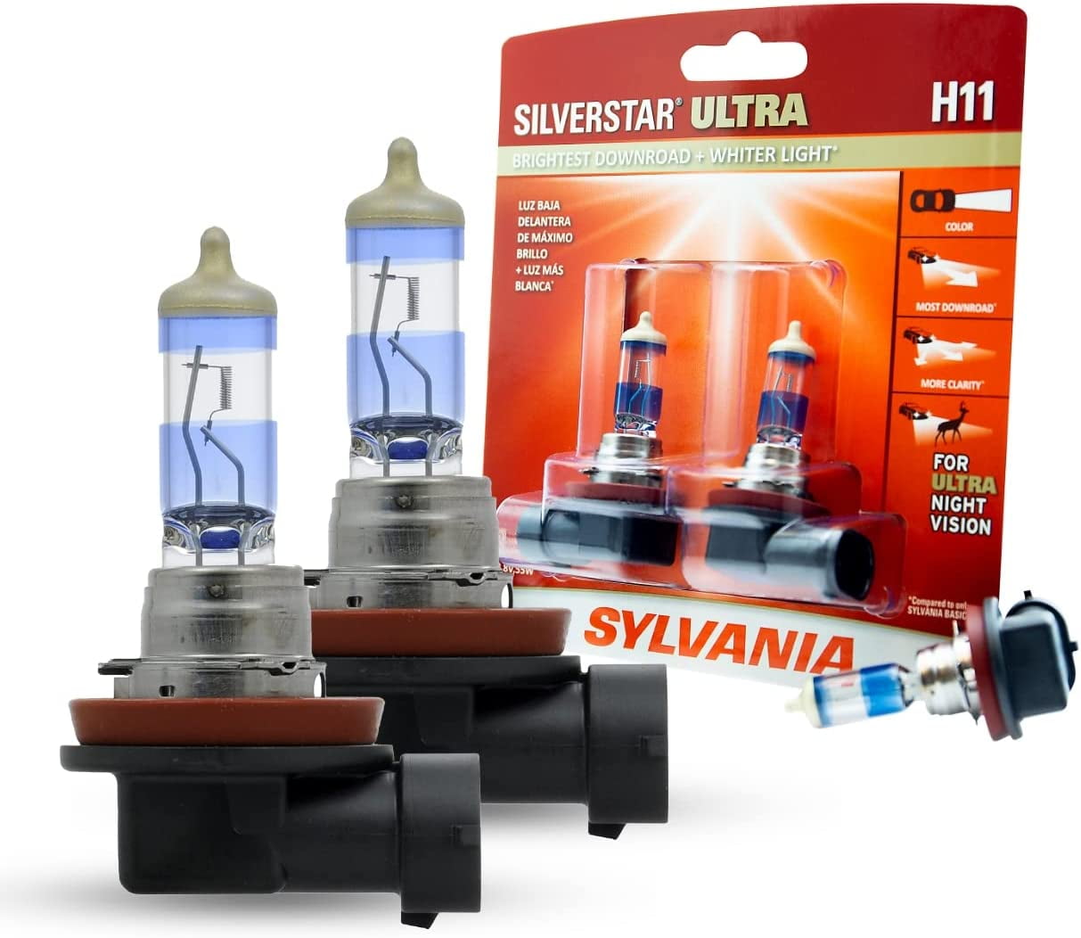 SYLVANIA - H11 SilverStar Ultra - High Performance Halogen Headlight ...