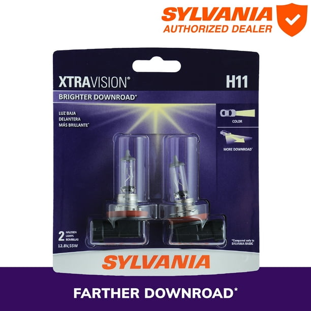 SYLVANIA H11 XtraVision Halogen Auto Car Headlight Bulb, 2 Pack ...